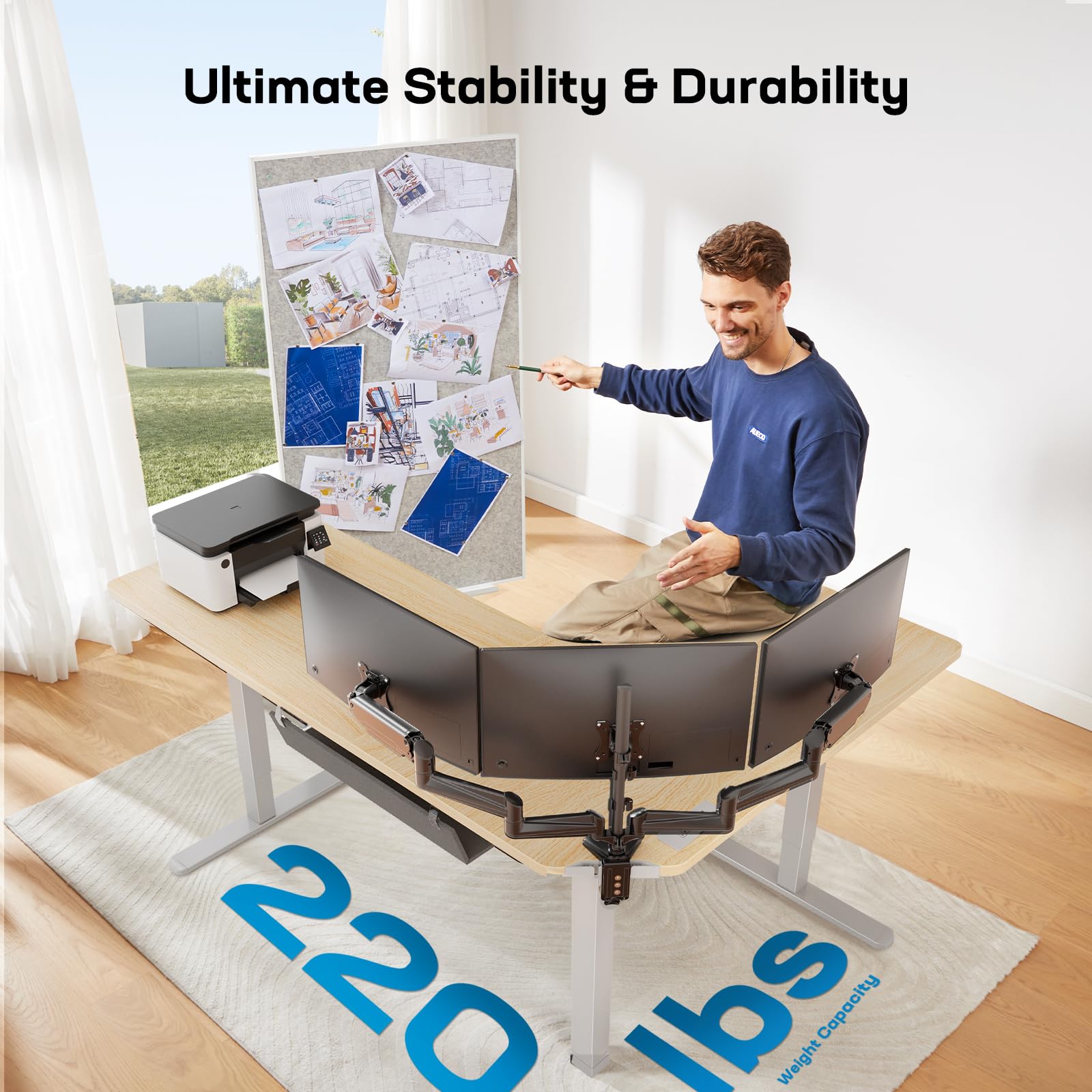 Snapklik.com : HUANUO 63 Dual Motor L-Shaped Standing Desk, Built-in ...