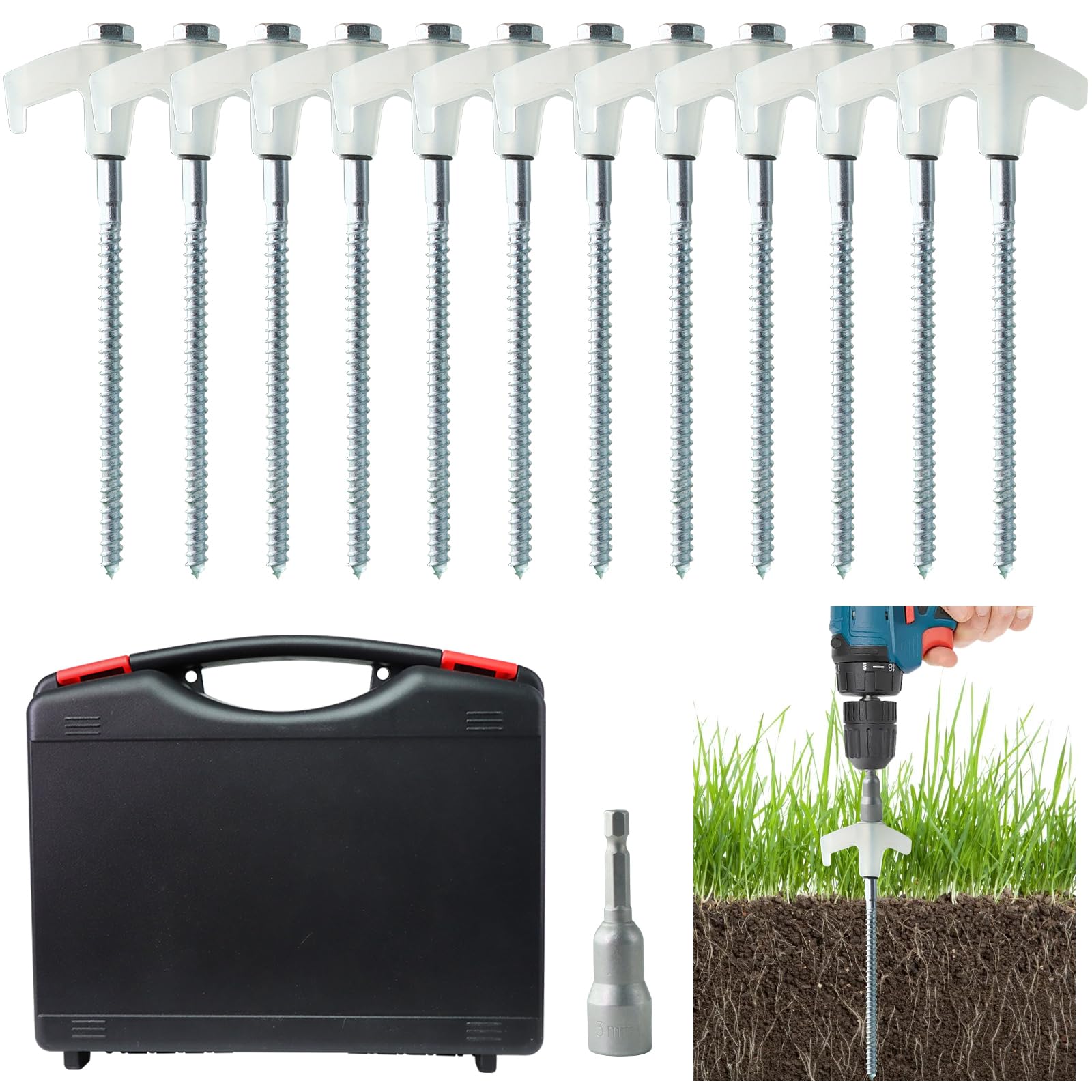 15 Pcs 10In Heavy Duty Camping Pegs, Hard Ground Awning Pegs, Metal ...