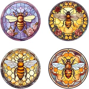 Amazon.com: 4 Pcs Colorful Bee Window Clings, Anti-Collision Window ...