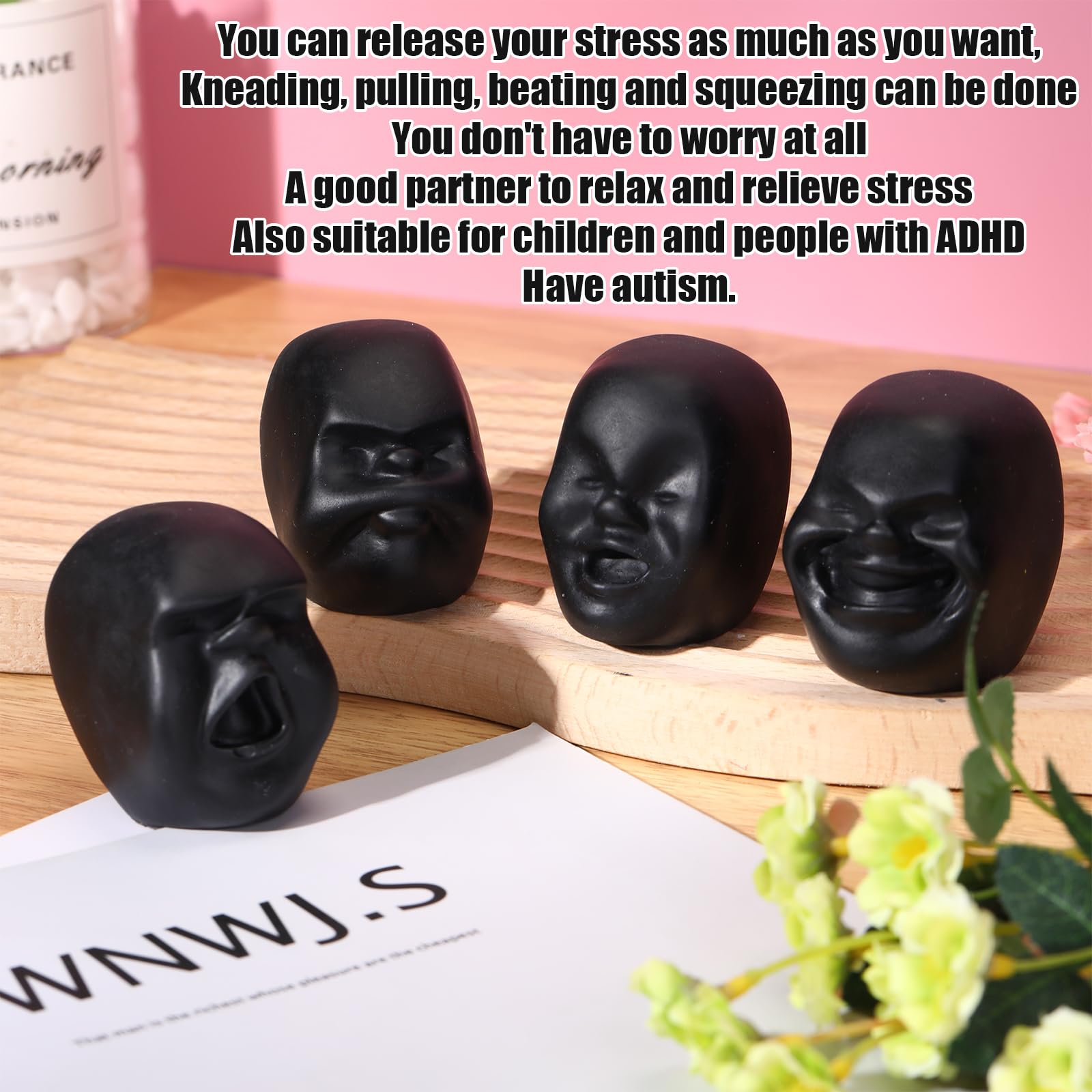 Snapklik.com : Poen 4 Pcs Human Face Stress Ball For Adults Funny Human ...