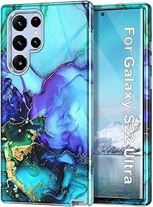 Amazon.com: Btscase for Samsung Galaxy S22 Ultra 5G Case, Marble Pattern 3 in 1 Heavy Duty ...
