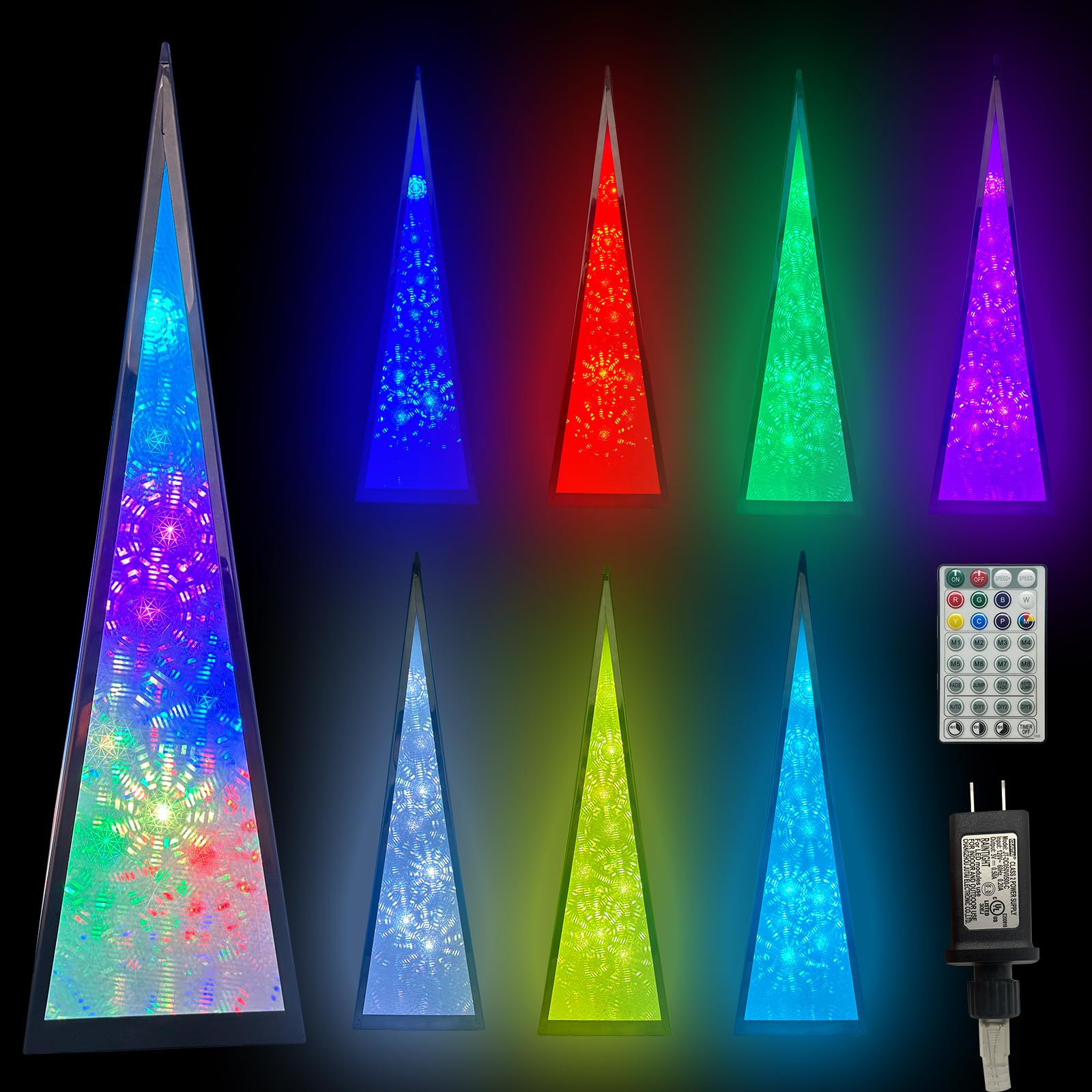RGB LED Ambient Lighting Tower, Triangle Color Changing Decorative Lamp ...