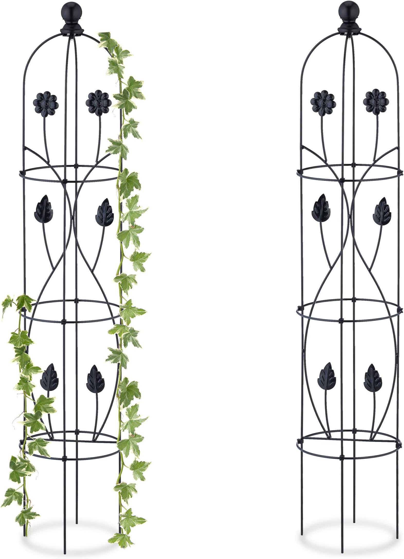 Relaxdays Set of 2 Garden Obelisks, 103 x 20 cm, Climbing Plant ...