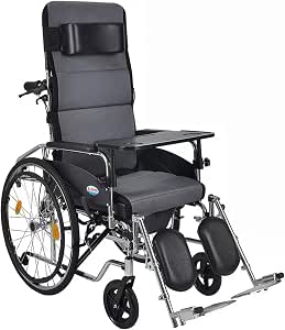 Amazon.com: NWKHRSO High-Back Foldable Wheelchair for Adults 220-Lbs ...