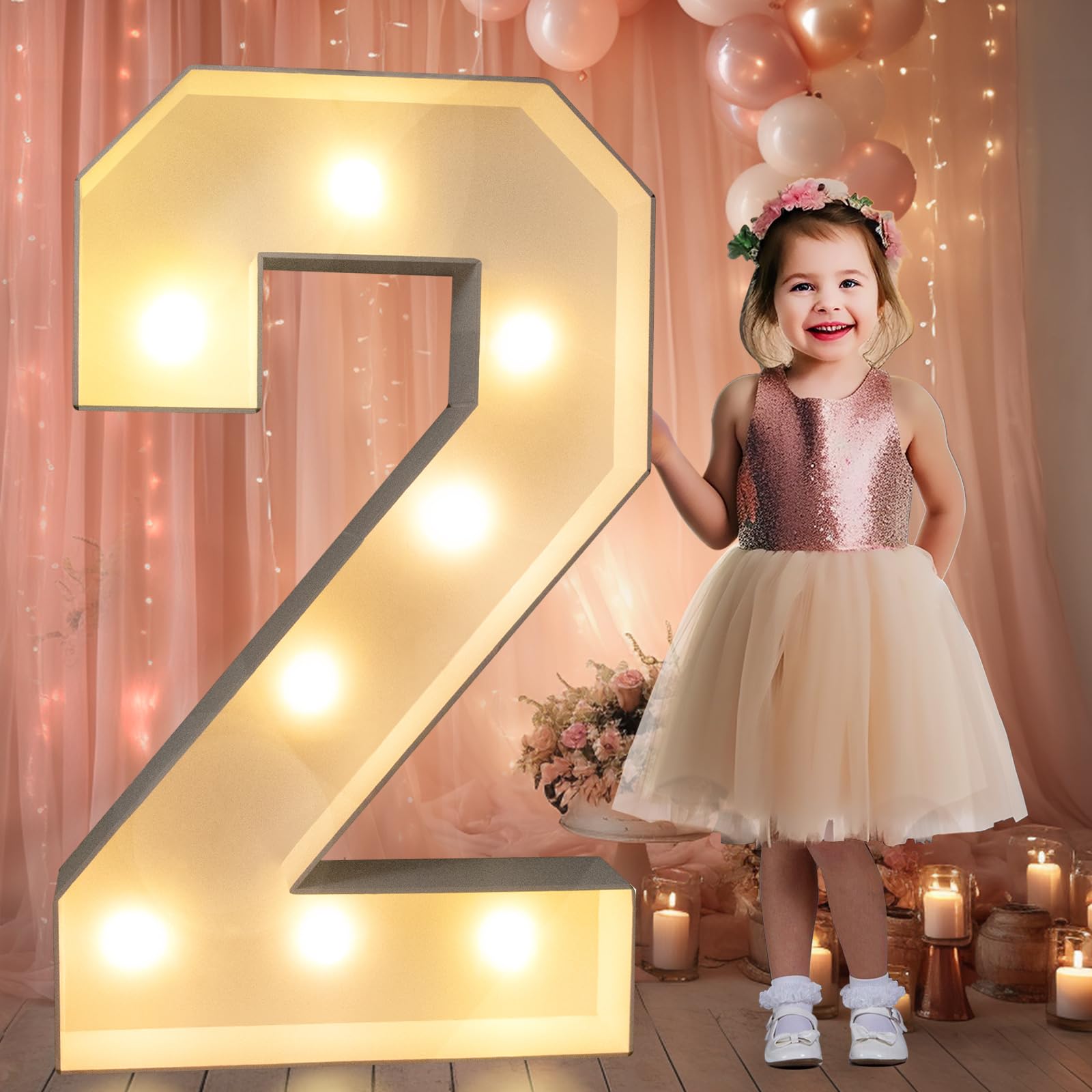 Amazon.com: Pooqla 3FT Light Up Marquee Numbers, Warm White LED Large ...