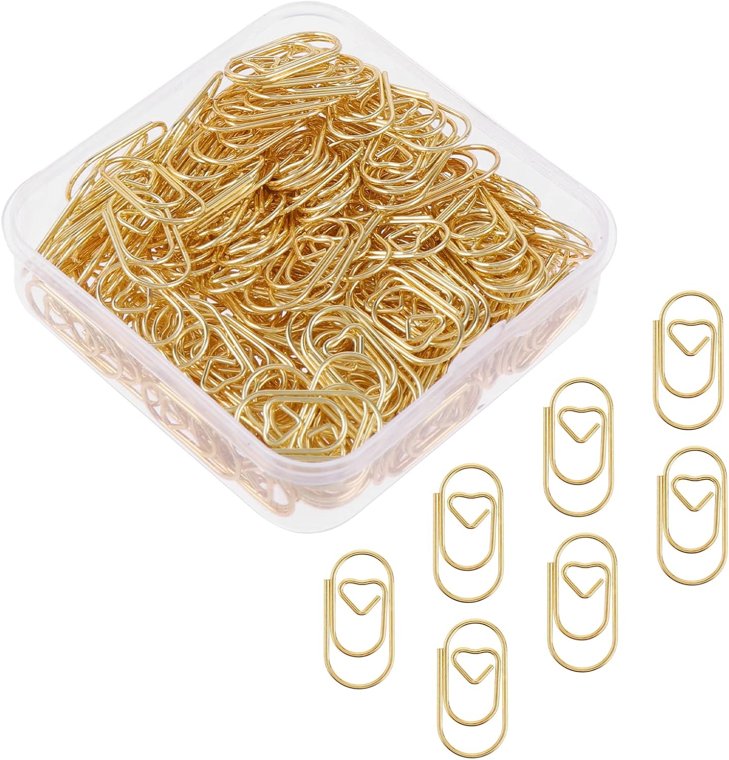 Prasacco 250 Pcs Heart Paper Clips, Gold Mini Paper Clips, Small Cute ...