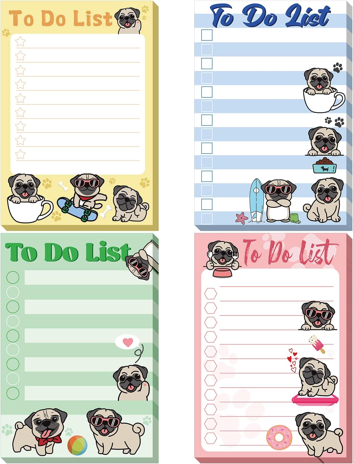 Amazon.com: "Pug Magnetic List Pads" Uniquely Shaped Sticky Notepad ...