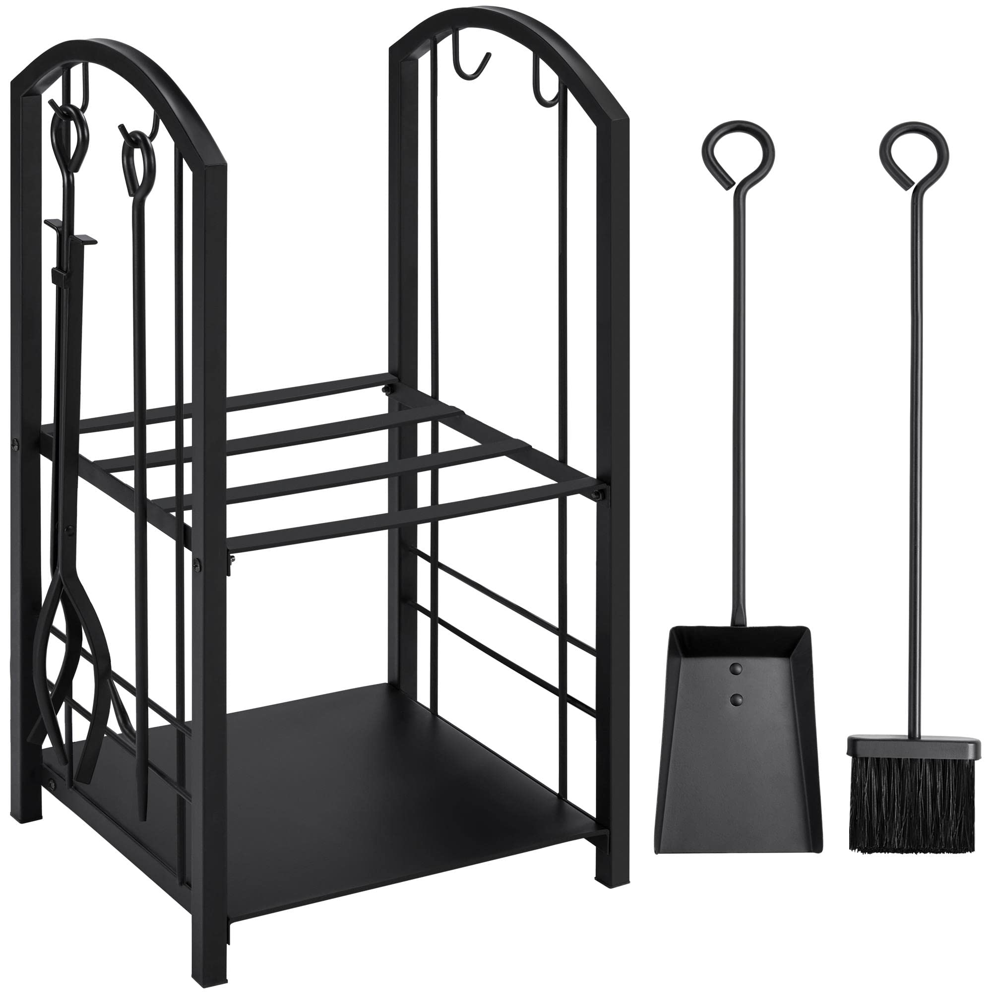 Yaheetech Firewood Rack with Fireplace Tools Set, Fireplace Tool Rack ...