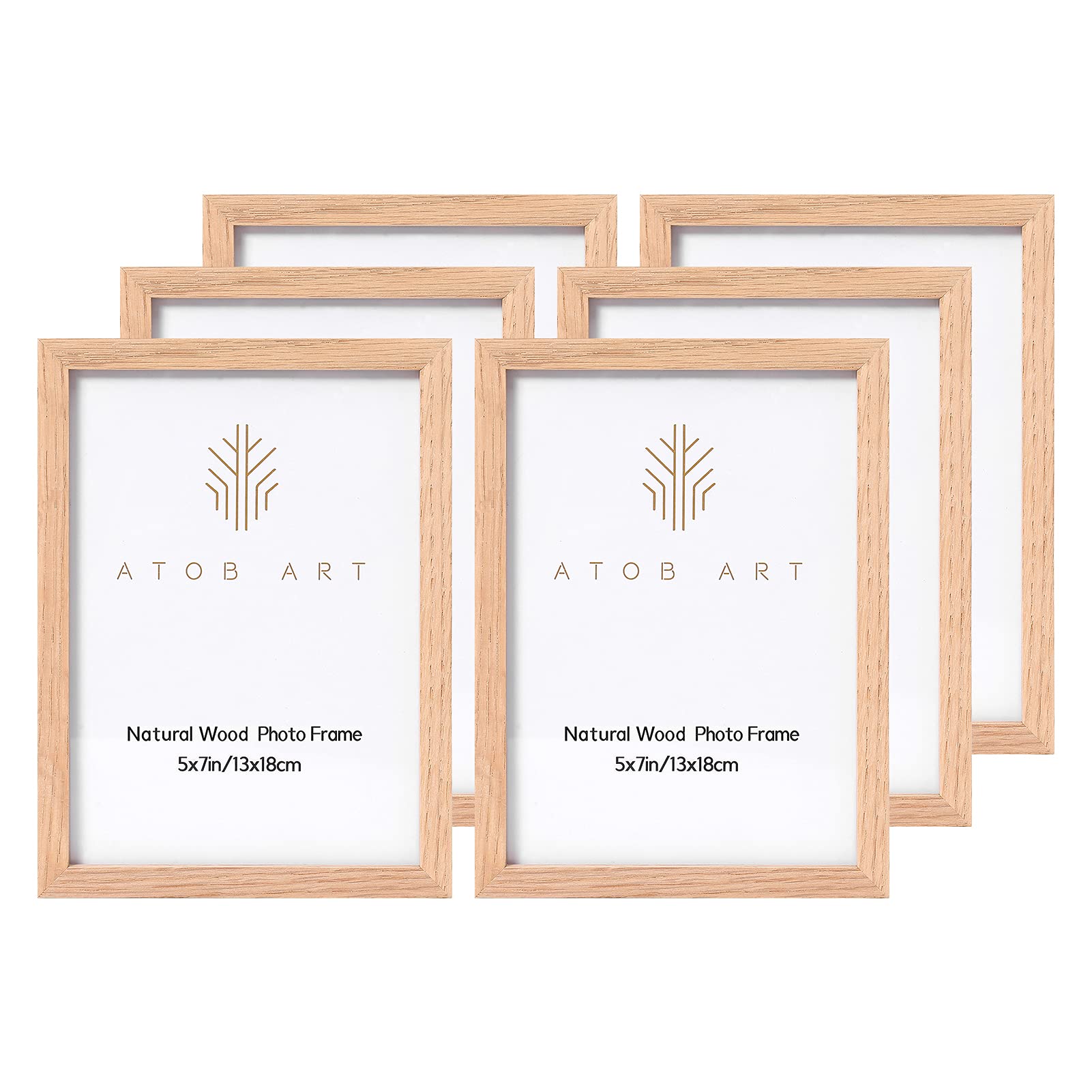 Amazon.com - ATOBART 5x7 Oak Wood Picture Frames, 6 Pack Natural Wood ...