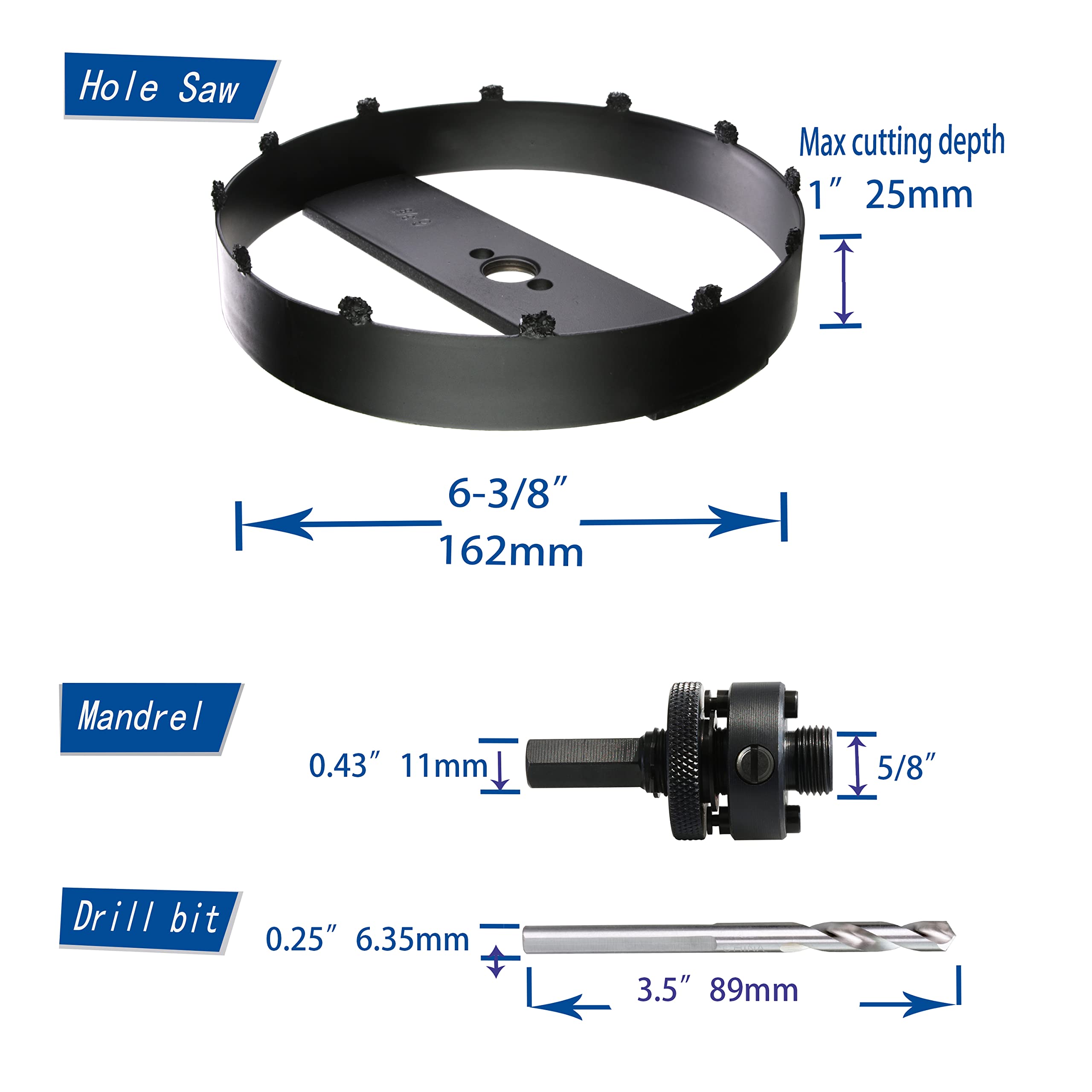 Recessed Light 6-3/8 Inch Carbide Hole Saw Cutter with Extra Gift for 6 ...