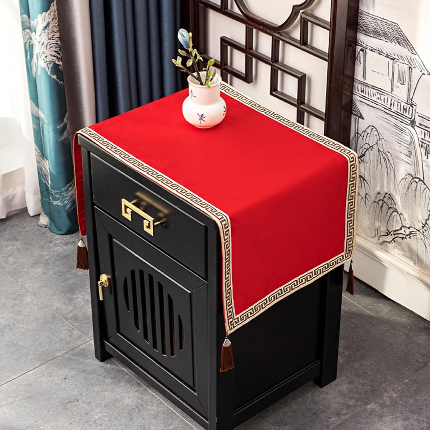 Amazon.com: Utobanh Bedside Tablecloth Nightstand Runner Dust Cover ...