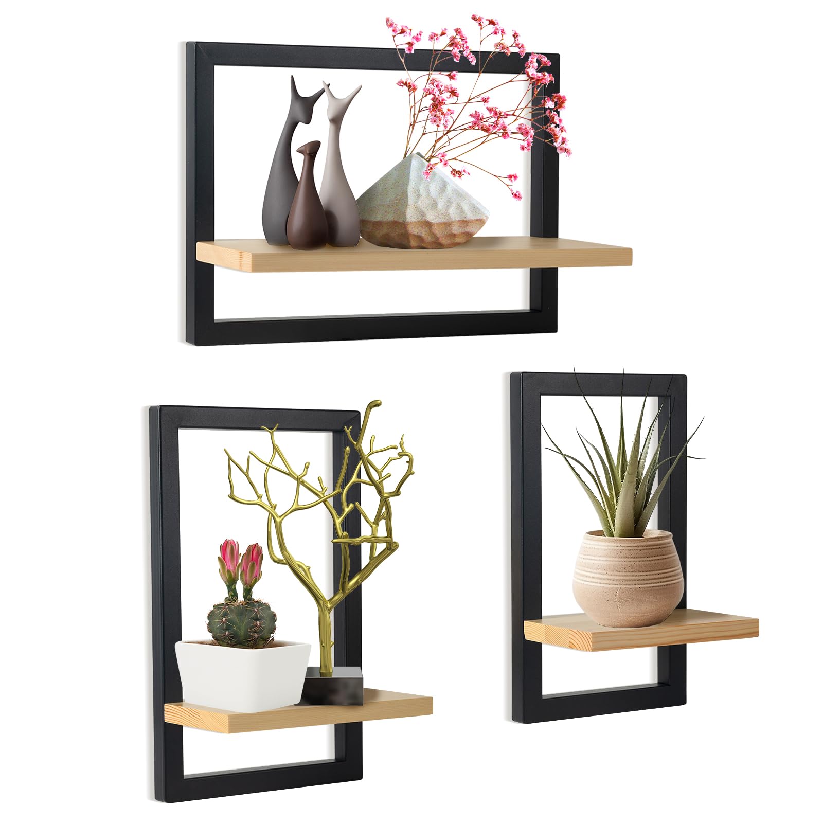 hi-home Set of 3 Wall Shelves Floating Shelves for Wall, Hanging ...