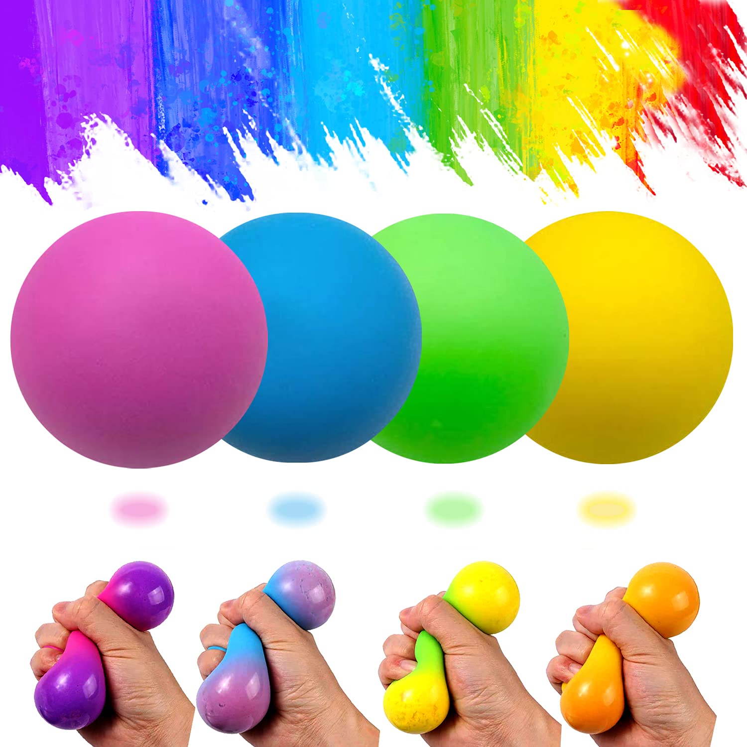 Joygetin Stress Balls For Kids Adults 4pk Squishy Ball Fidget ...