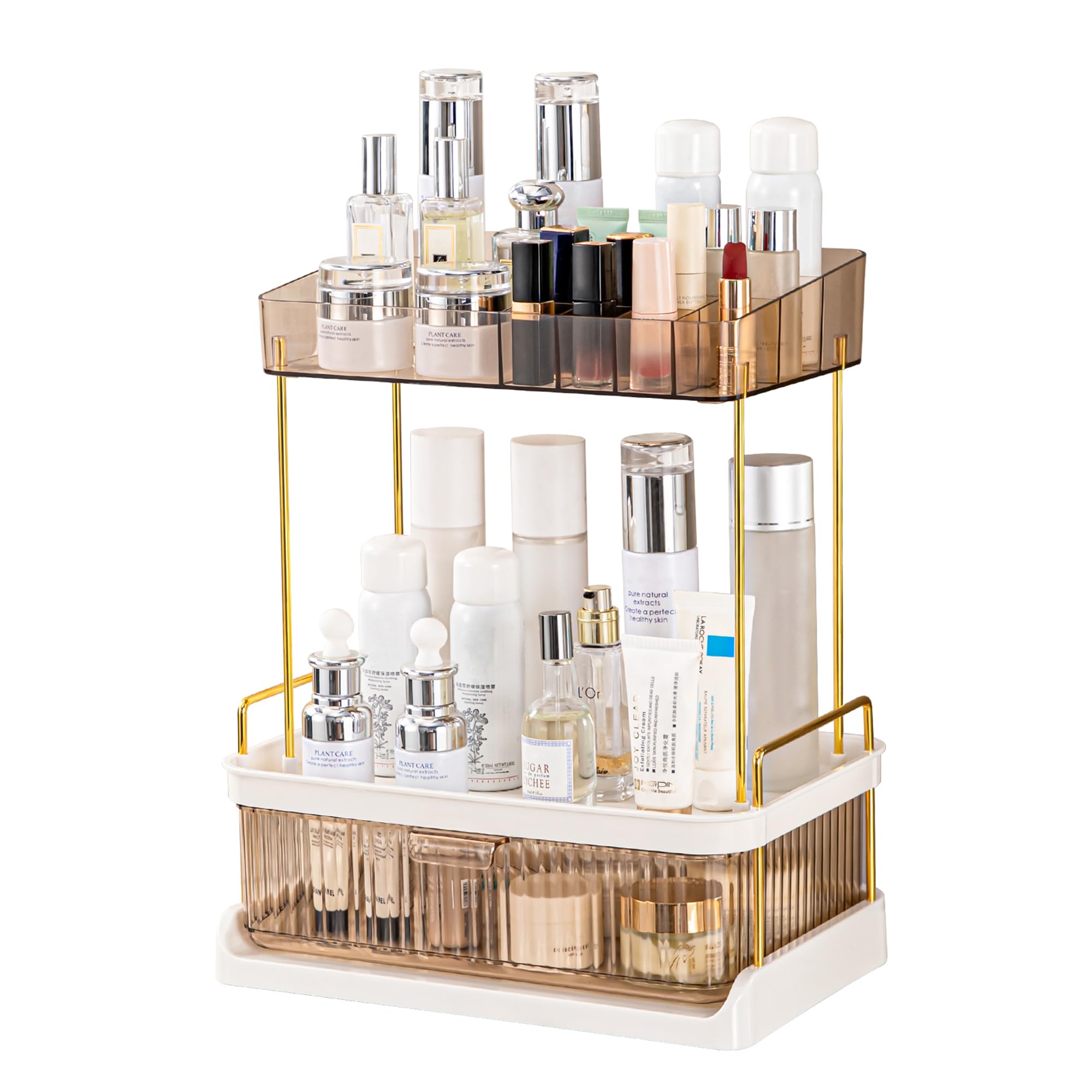 Vtopmart 2-Tier Skincare Storage Rack-Amber, Bathroom Counter Organizer ...