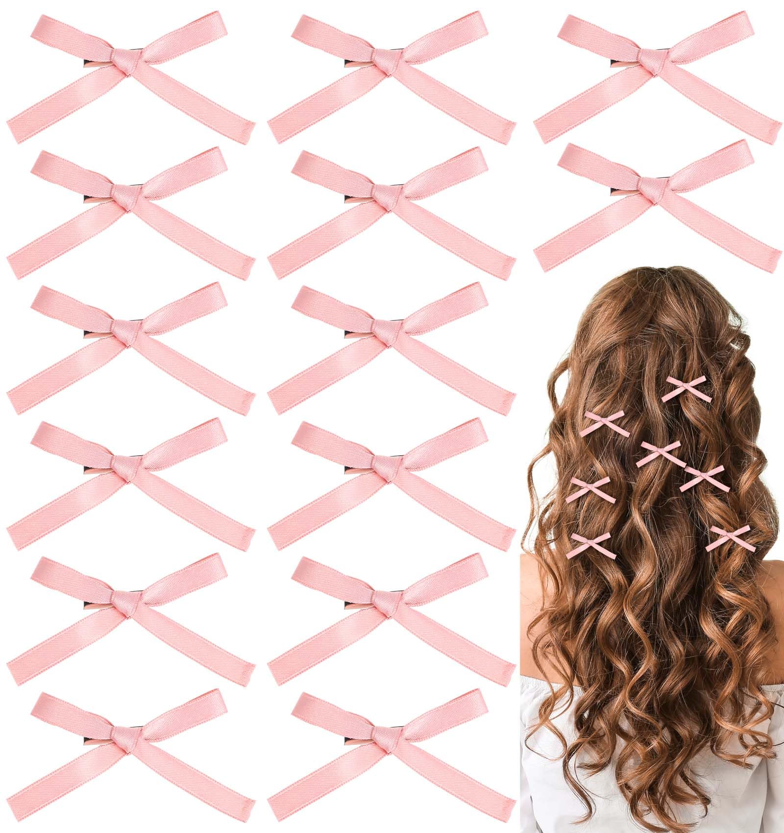 Amazon.com : Small Pink Bows, Tiny Hair Bows,12 Pcs Tiny Bows for Hair ...