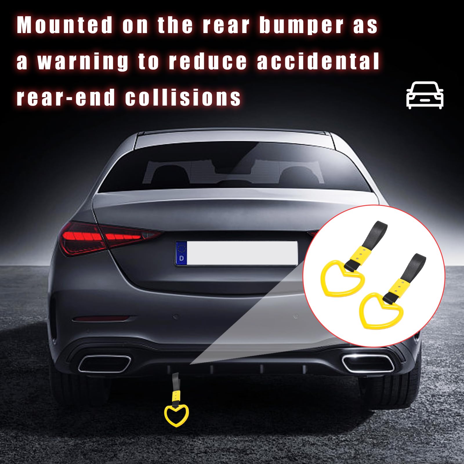 Snapklik.com : Augeny 2PCS Ring Heart Shaped Car Hand Straps, Cute Rear ...