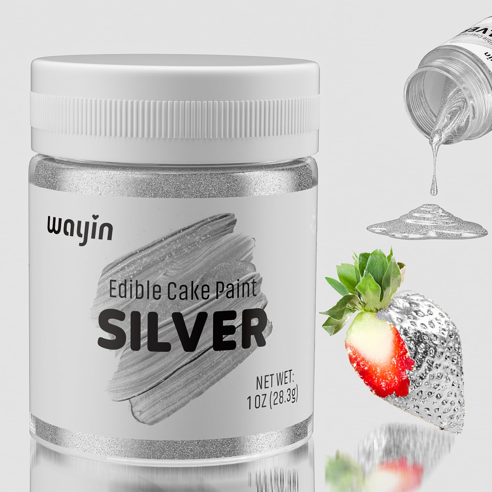 Amazon.com : Silver Edible Glitter Cake Paint-Food Coloring Metallic ...