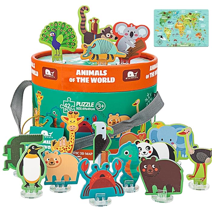 Buy World Map Puzzle Animal of The Colorful Floor Puzzle and Grown Up ...