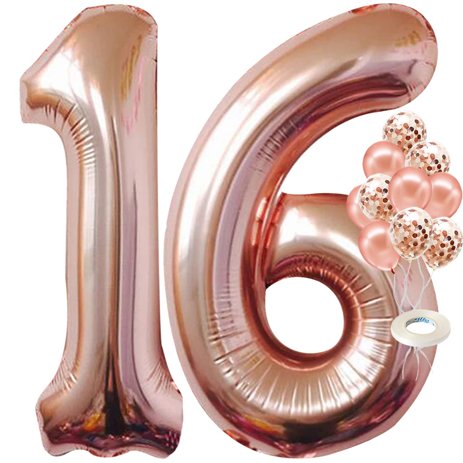 Rose Gold 16 Balloon Numbers for 16th Birthday - Large 40 Inch, Number ...