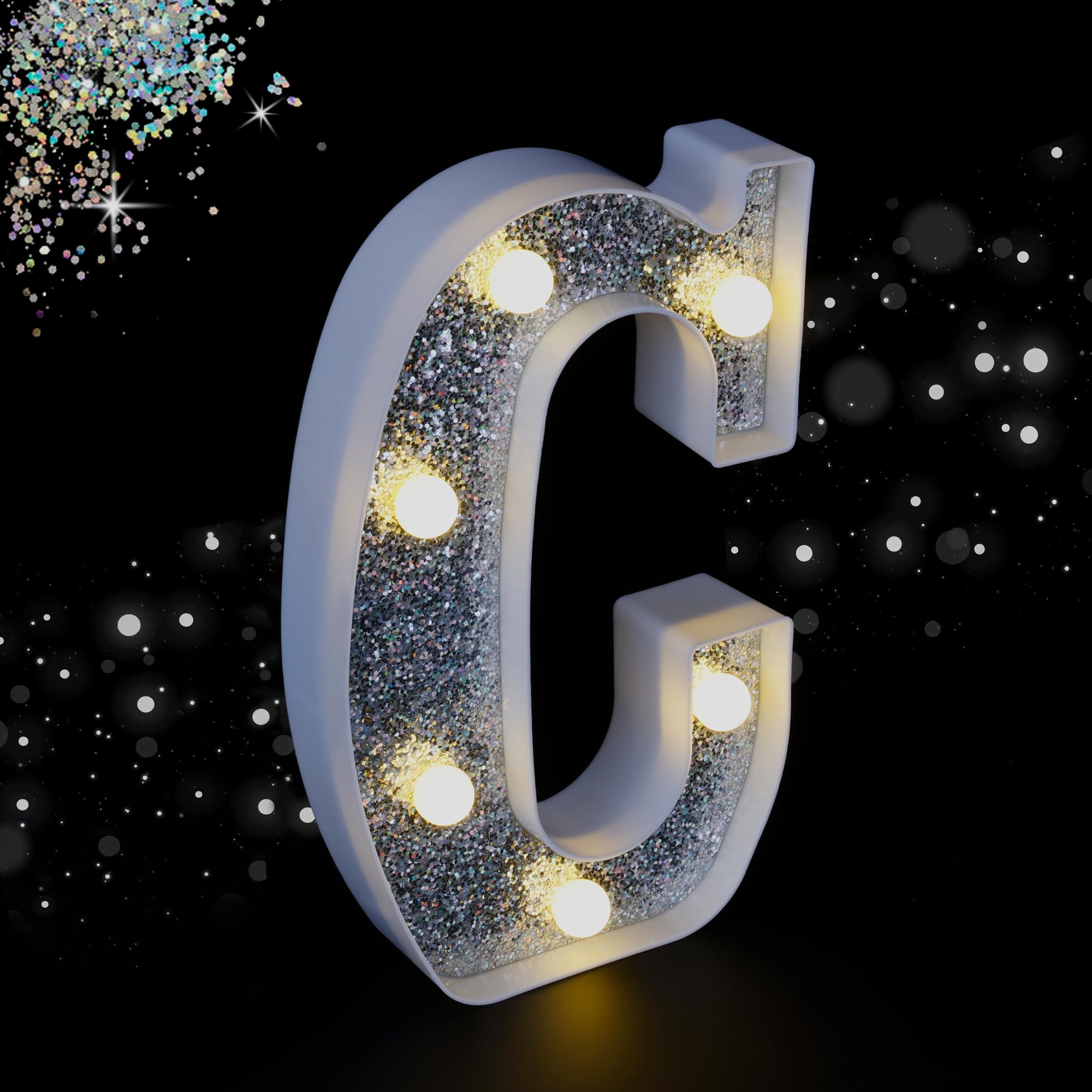 Amazon.com: Marquee Light Up Letters, Glitter Silver LED Letter Lights ...