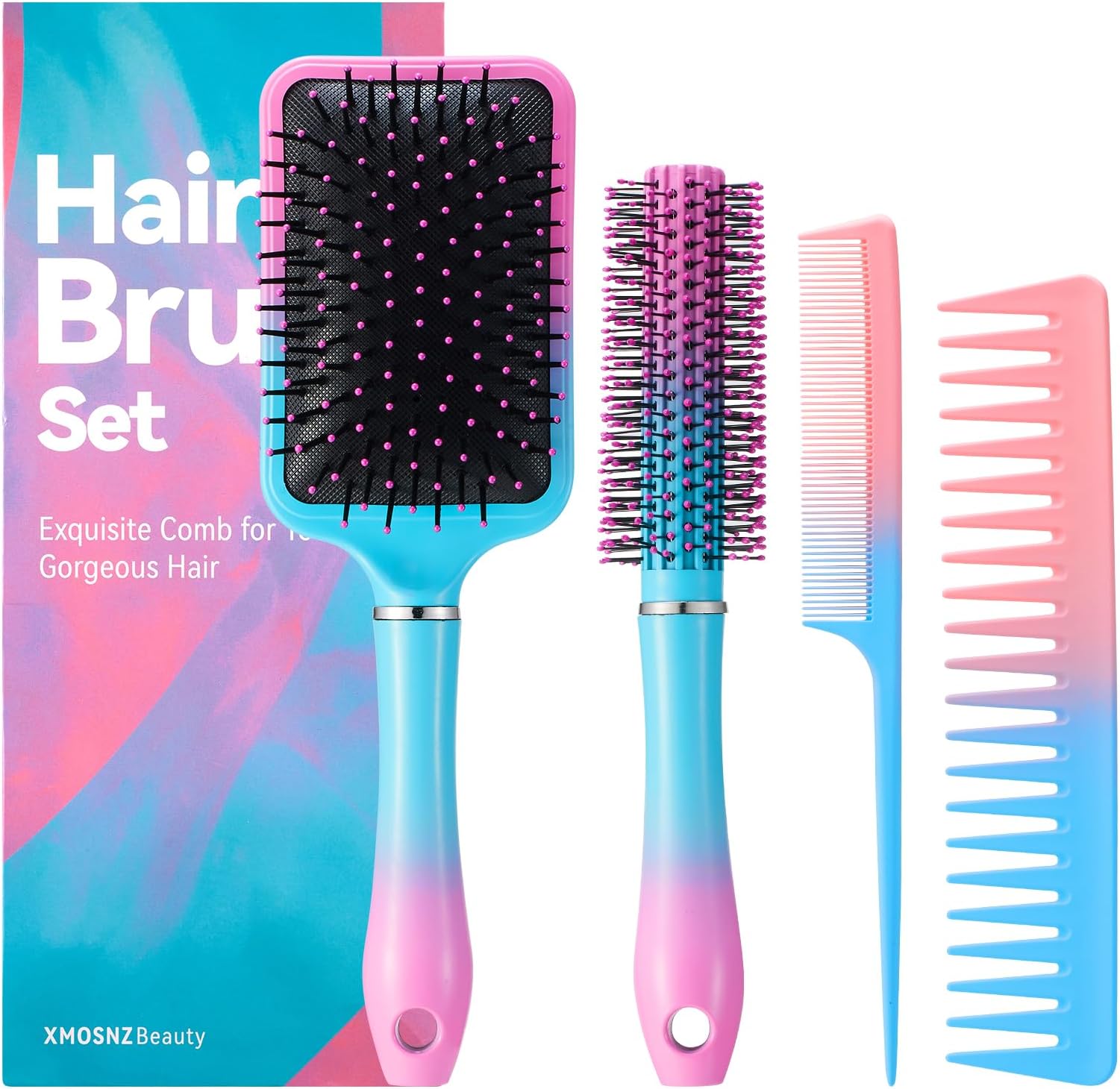 Amazon.com : Conair Detangle & Style hair brush set - wide tooth comb ...