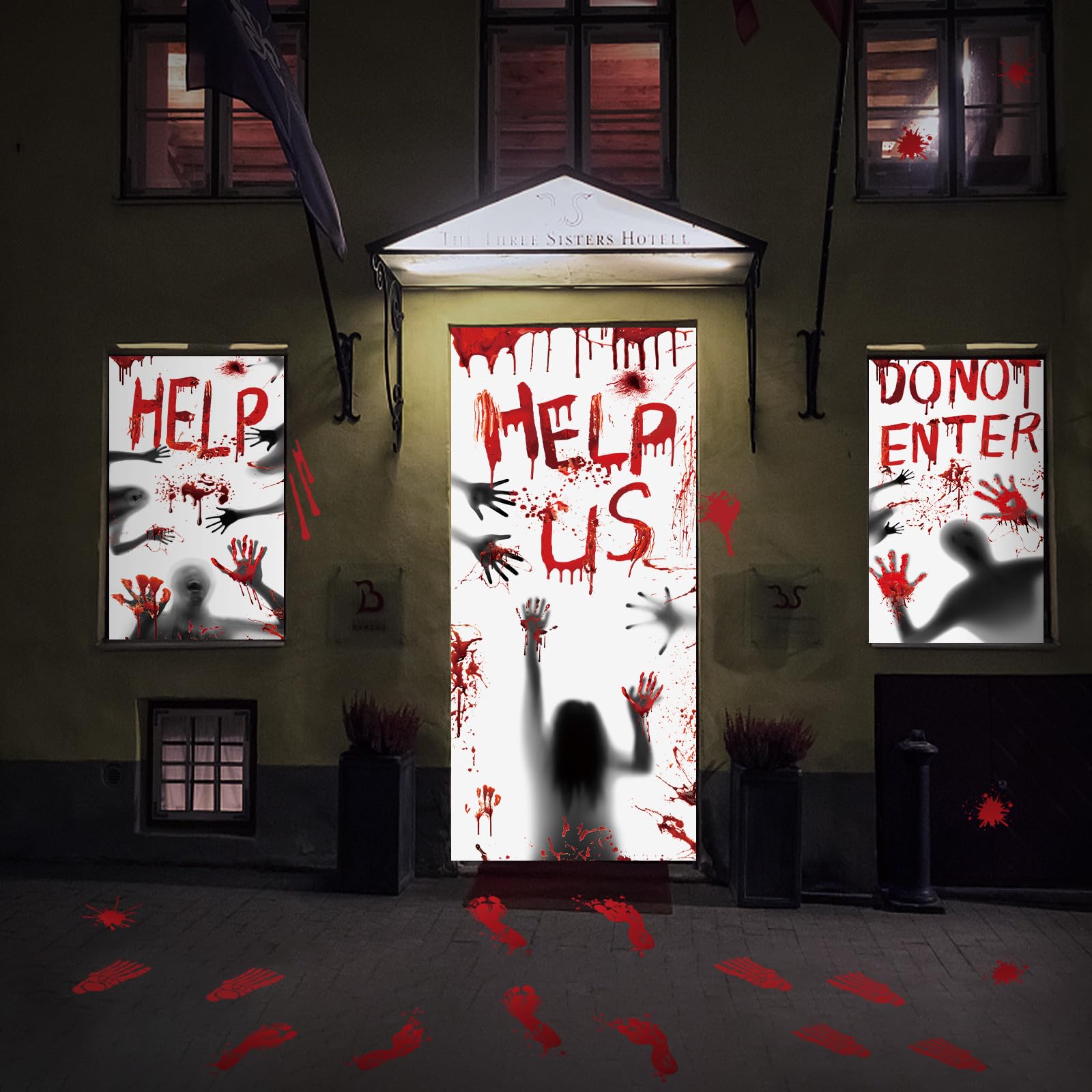 Snapklik.com : Bloody Halloween Decorations Door Cover Window Posters, Includes 1PCS Halloween ...