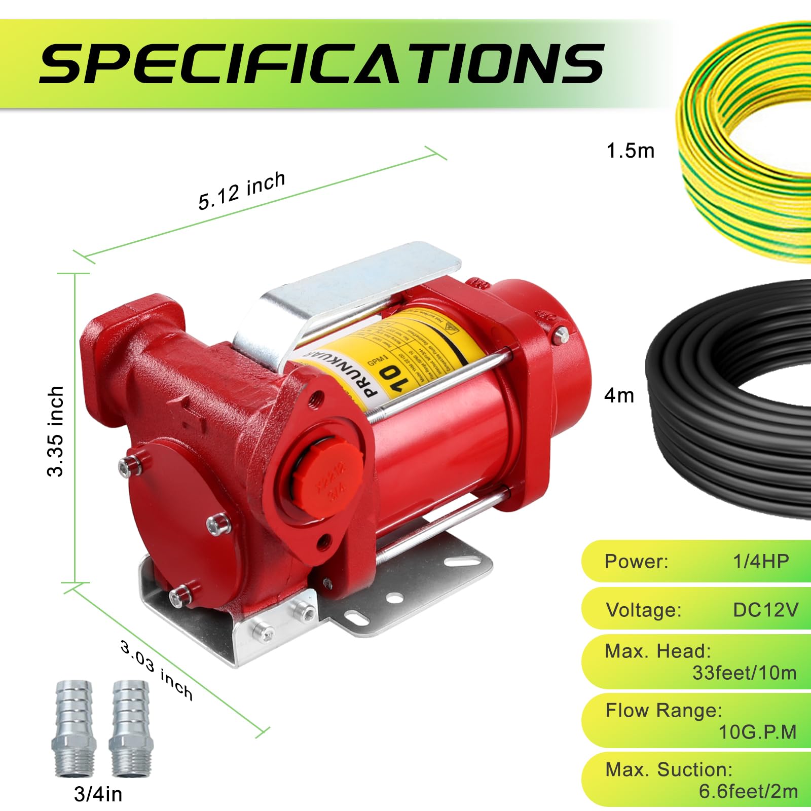 Snapklik.com : Fuel Transfer Pump 10GPM 12V Gasoline Transfer Pump