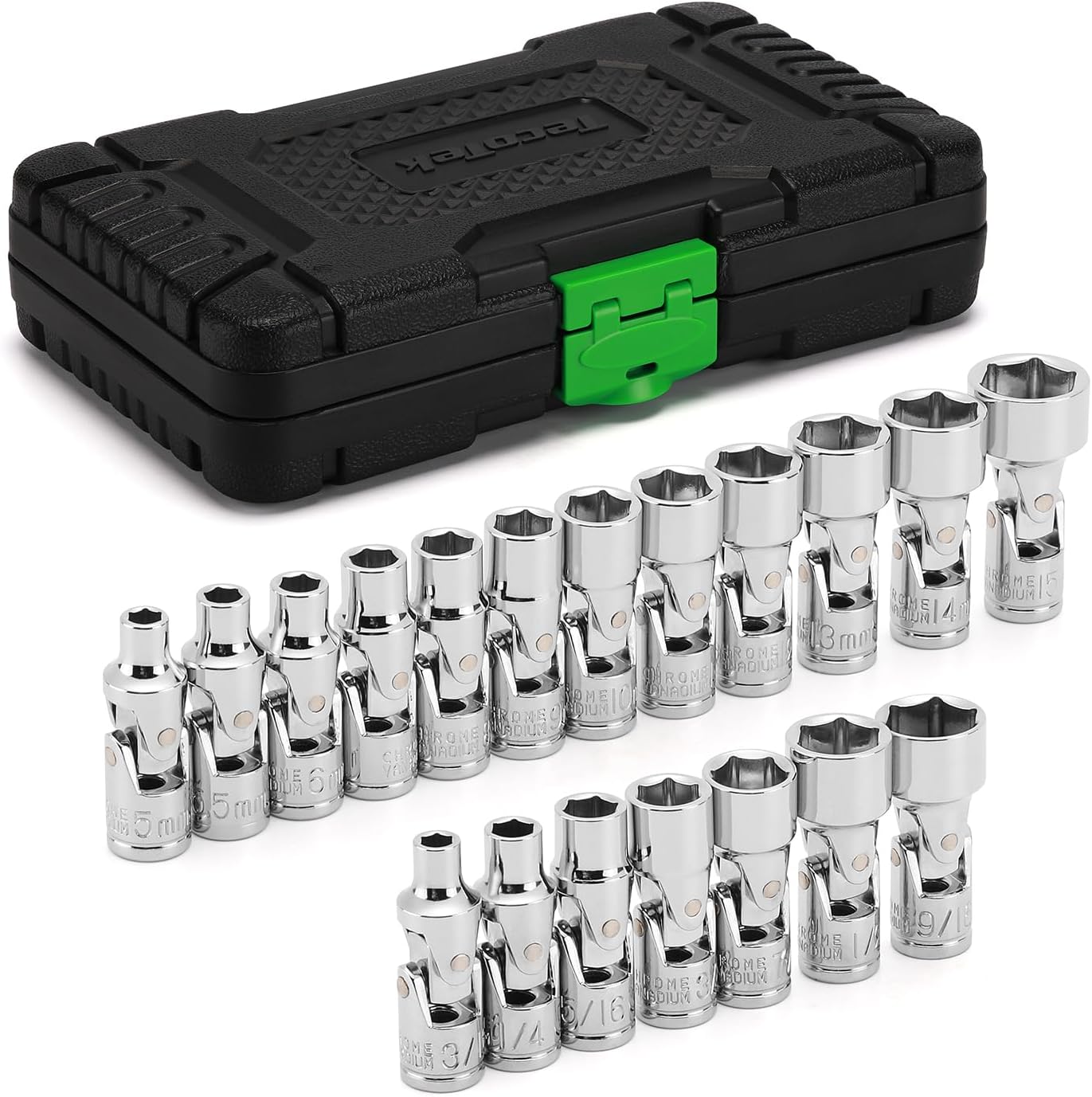 TecoTek 19-Piece 1/4-Inch Drive Universal Joint Socket Set, Swivel ...