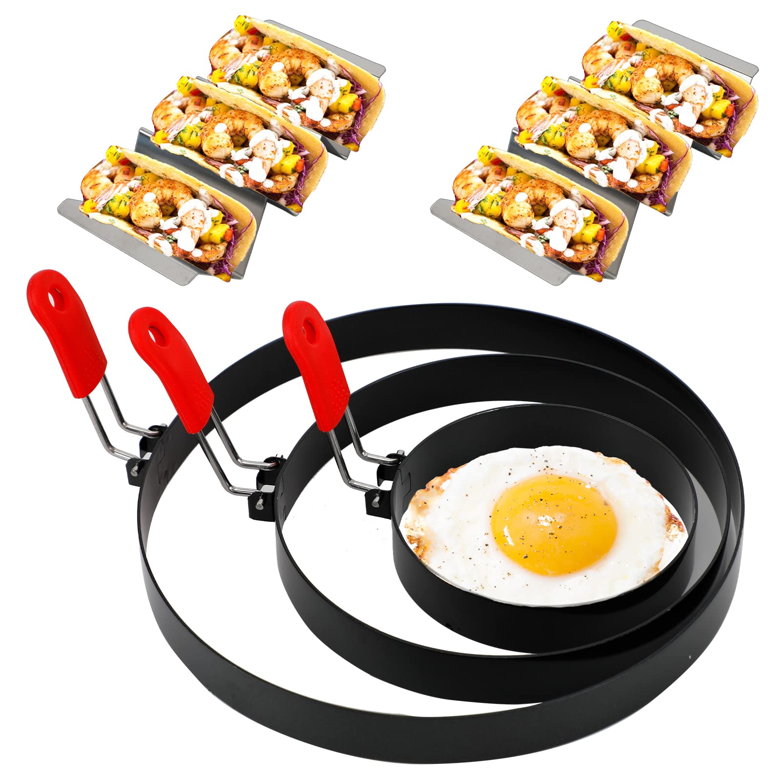 Amazon.com: 5 PCS Pancake Mold Sets, 3 Pcs Egg Circles for Frying Eggs ...