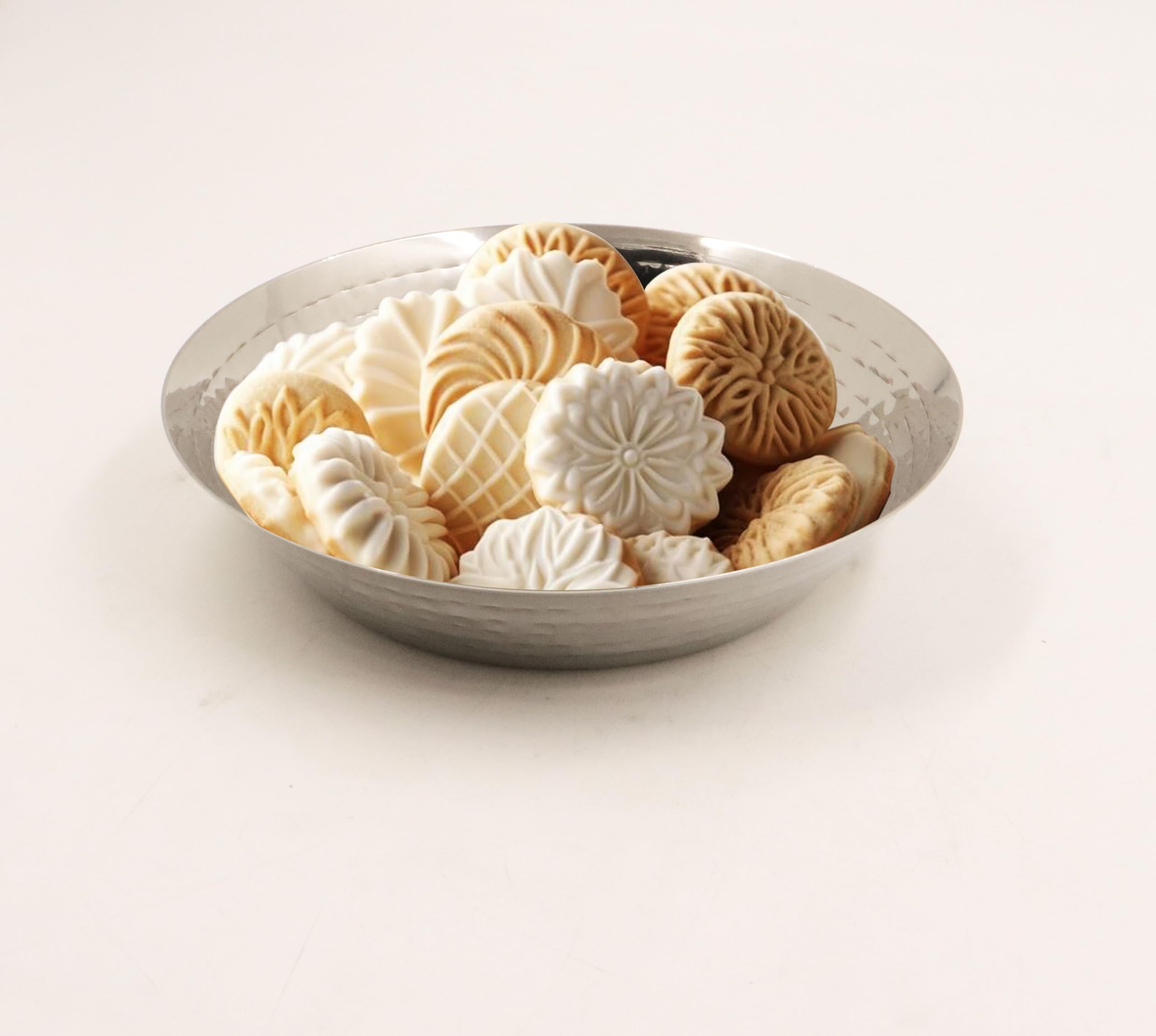 Buy Spillbox Stainless Steel Hammered Parat l|Quarter Plates| Snack ...