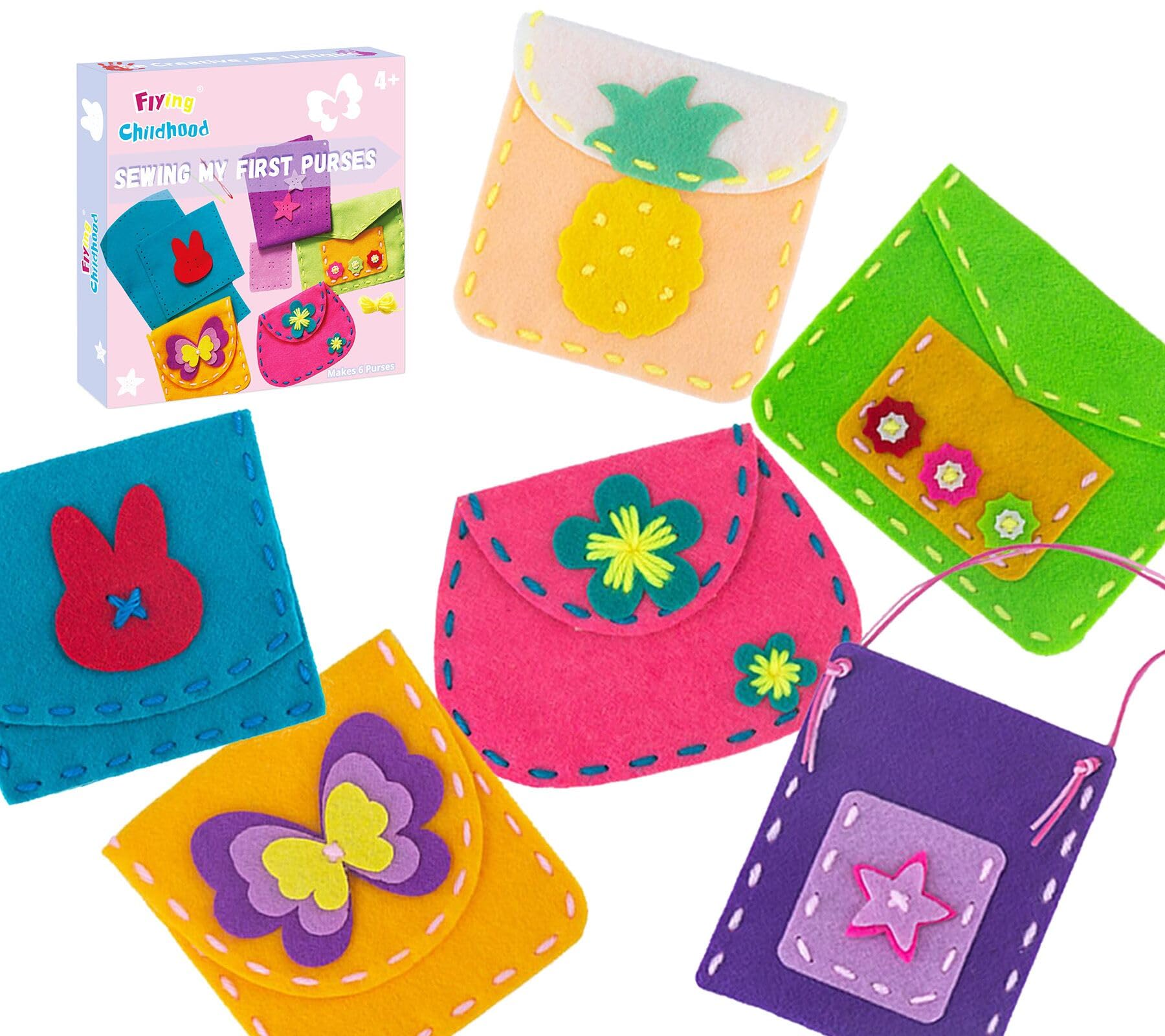 Amazon.com: IROLEHOME Soft Felt DIY Sewing Kit for Kids Easy Purses ...