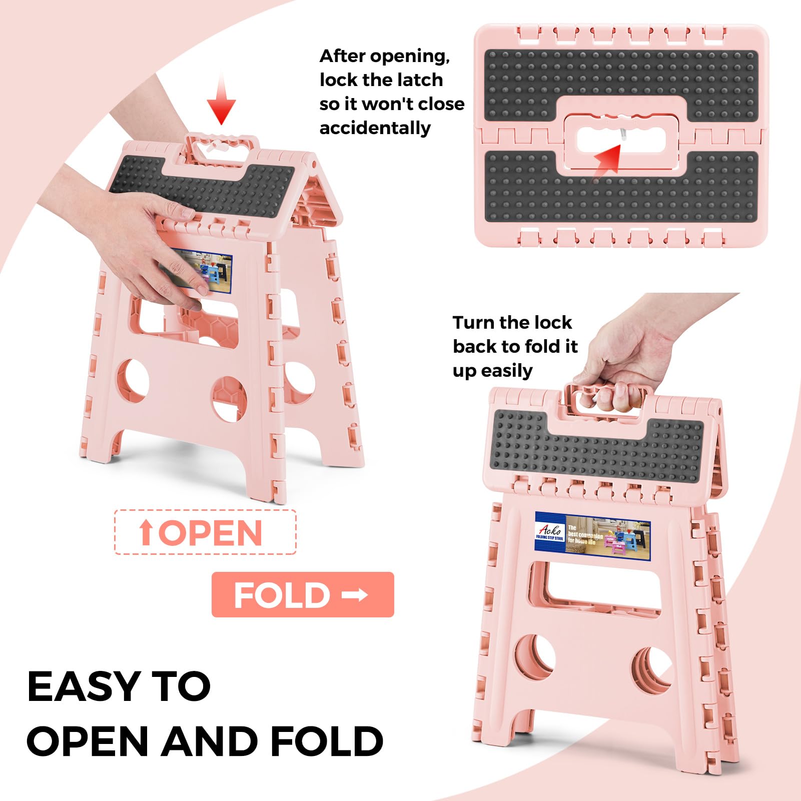 Snapklik.com : ACKO Folding Step Stool 13 Inch Height Premium Heavy ...