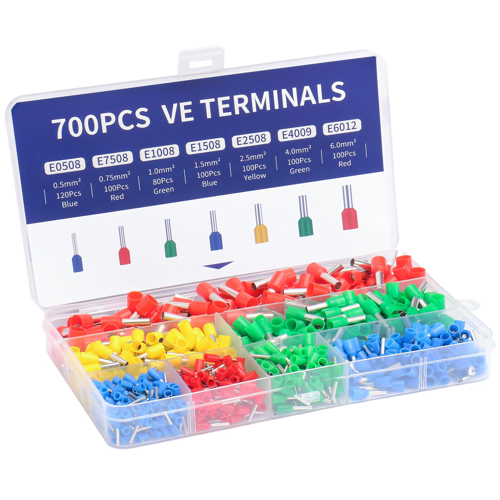 Amazon.com: Baomain 700pcs Wire Copper Crimp Connector Kit AWG 22/20/18 ...