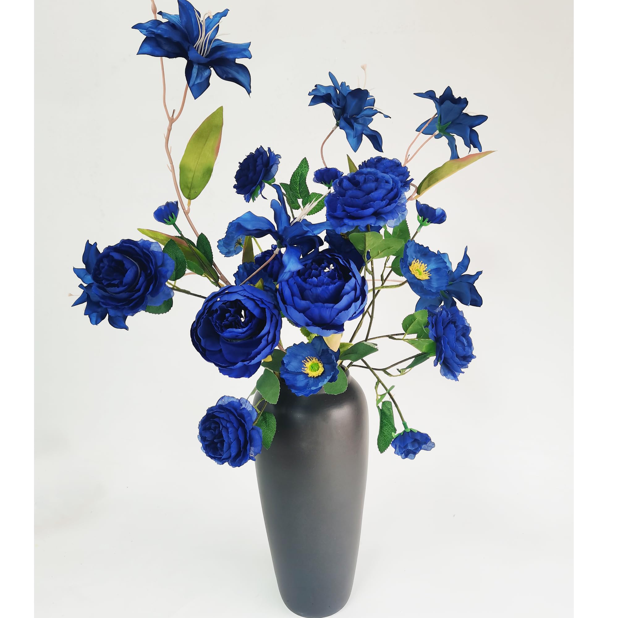 Amazon.com: cosybeau Royal Blue Silk Flowers Decoration Set (Vase Not ...