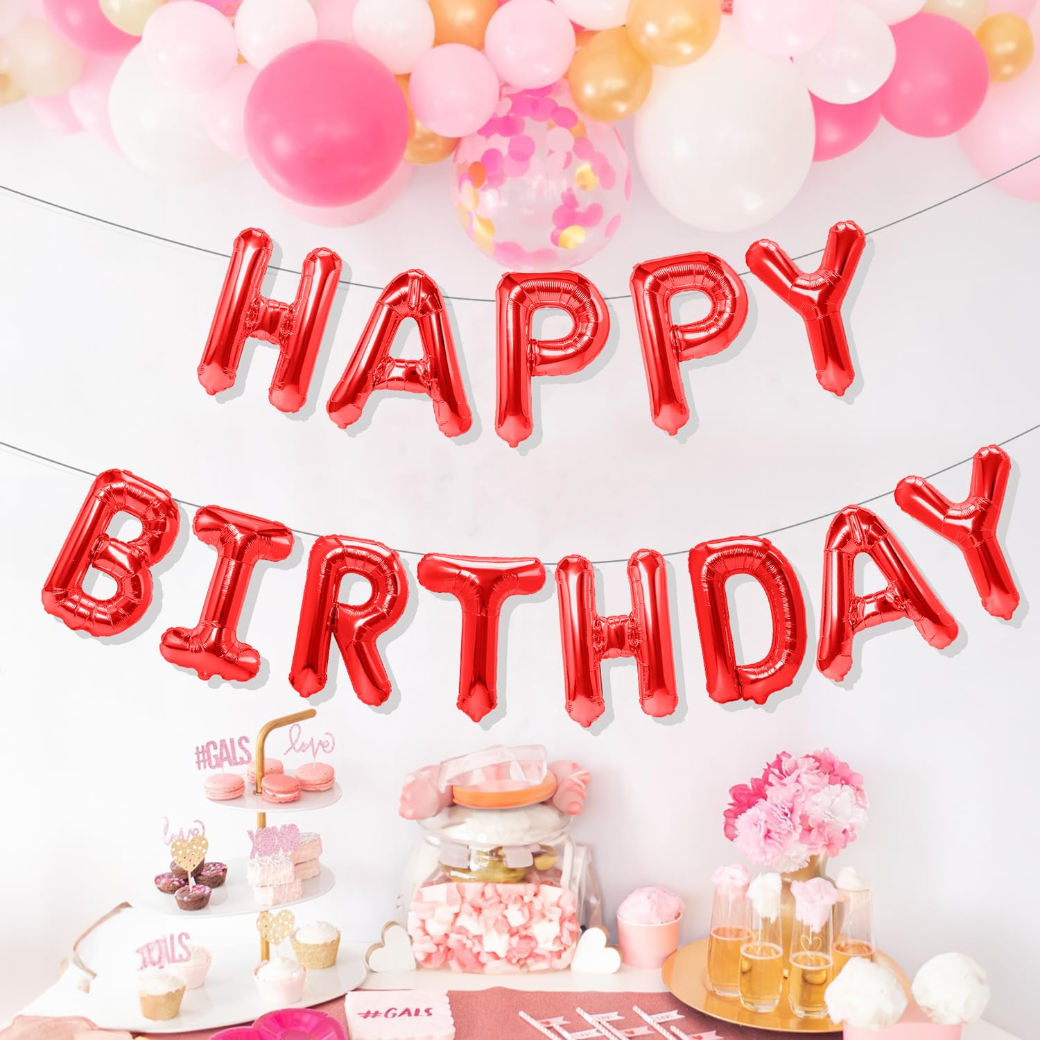 Snapklik.com : Red Happy Birthday Balloons Banner, 16 Inch Mylar Foil ...