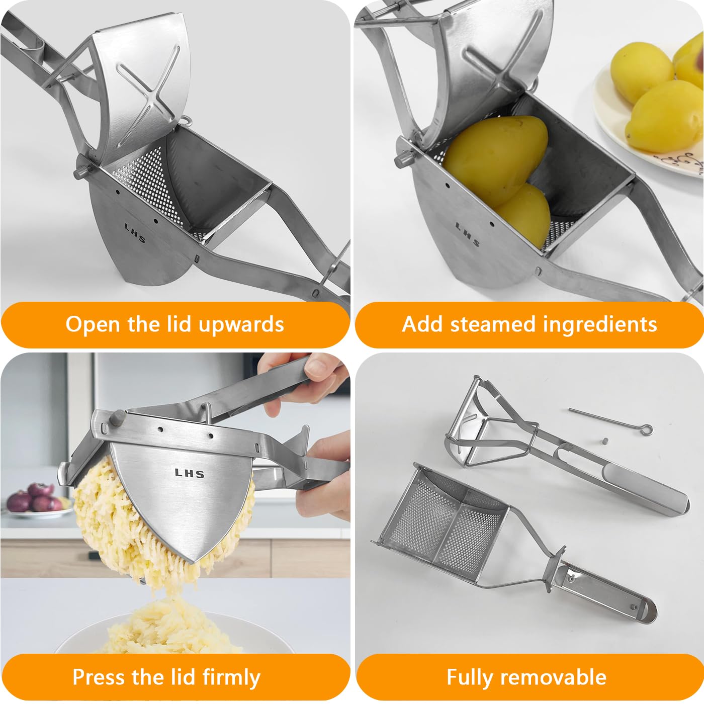 Snapklik.com : LHS Stainless Steel Potato Ricer And Masher, Heavy Duty ...