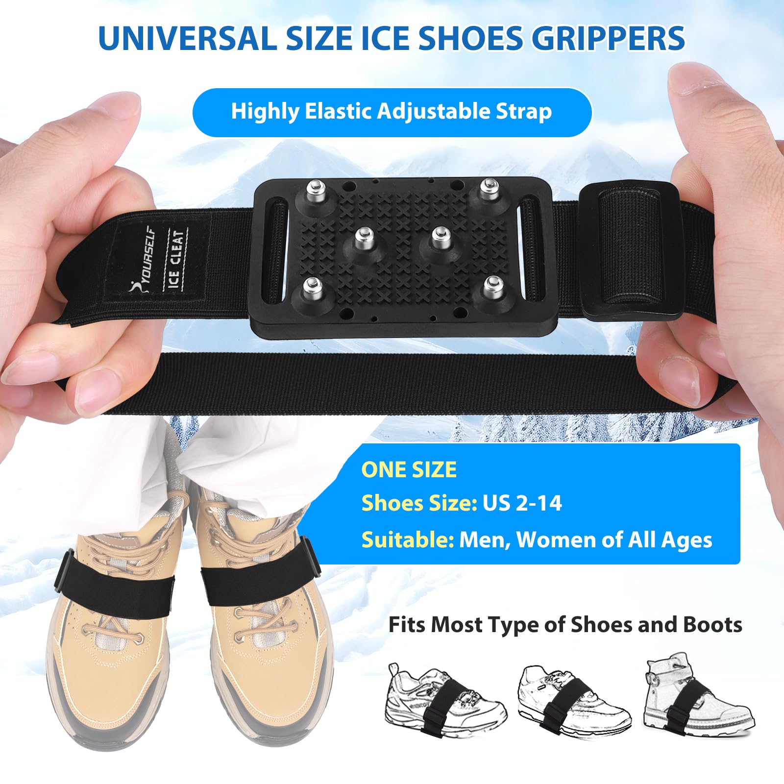 Ice Cleats For Boots OLYMPIA Mid-Sole Traction Ice Cleats, Portable ...