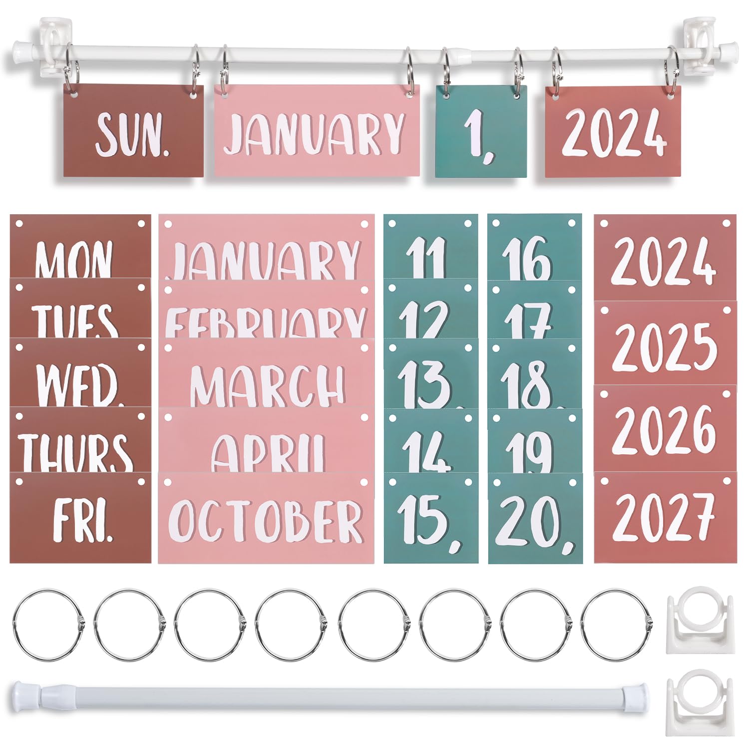 Amazon.com : Boho Calendar Bulletin Board Set Rainbow Flip Calendar ...