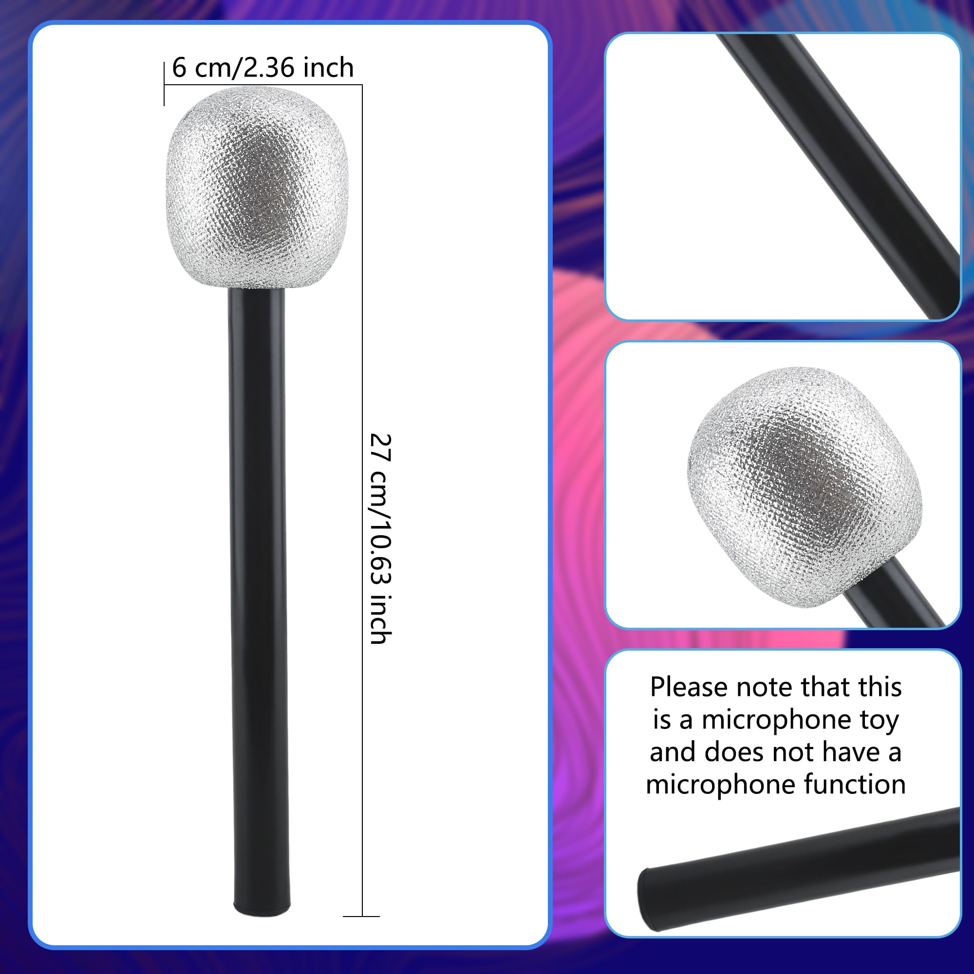 Snapklik.com : Haconba 8 Pack Microphone Toy Fake Plastic Glitter Stage ...