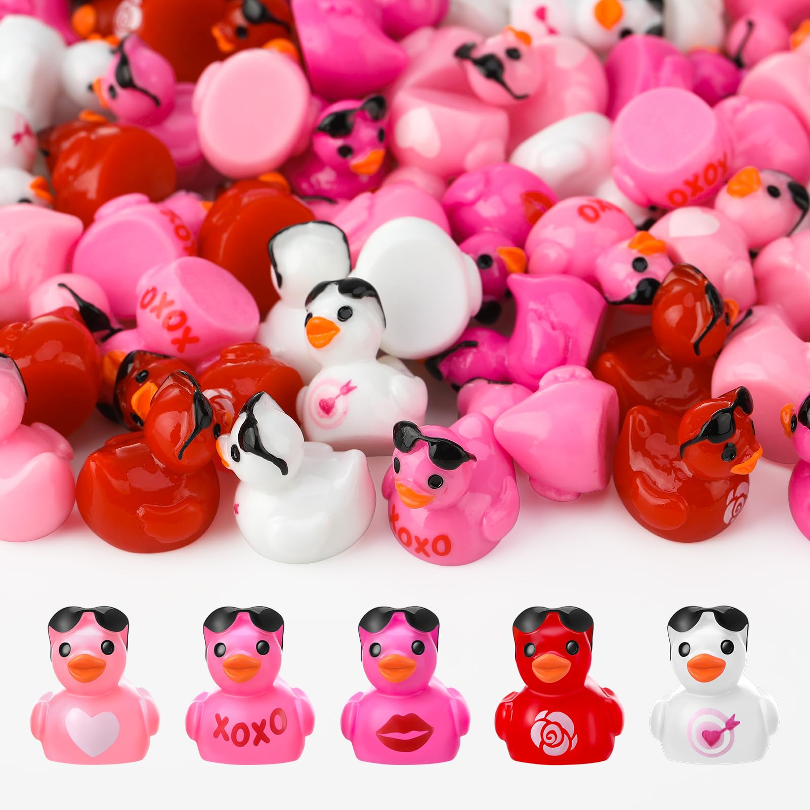 Amazon.com: GGSTDDUP 100 Pcs Mini Resin Ducks Valentine's Day Mini ...