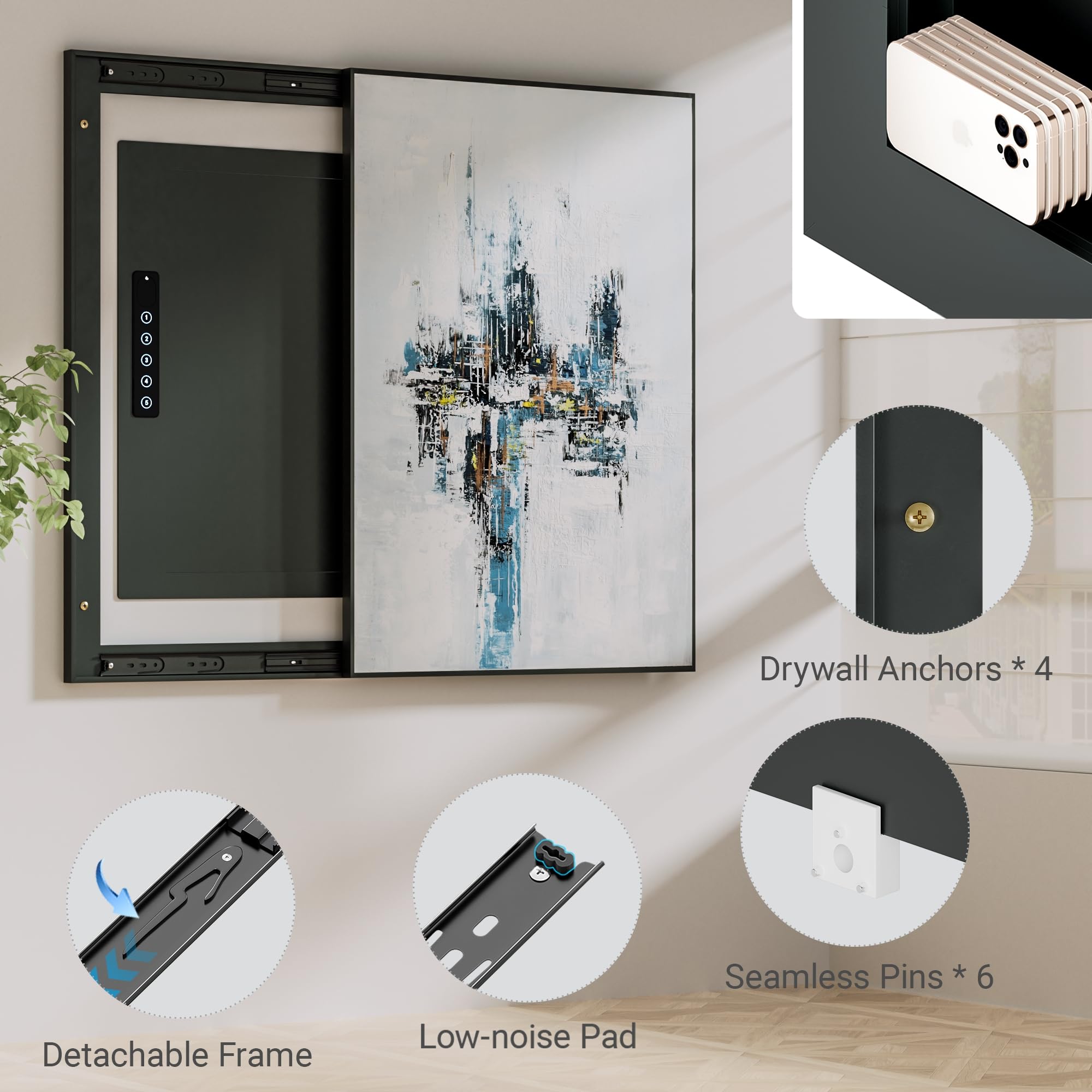 Snapklik.com : 21x30 Wall Safe Cover, Left Or Right Slide Design Pull ...