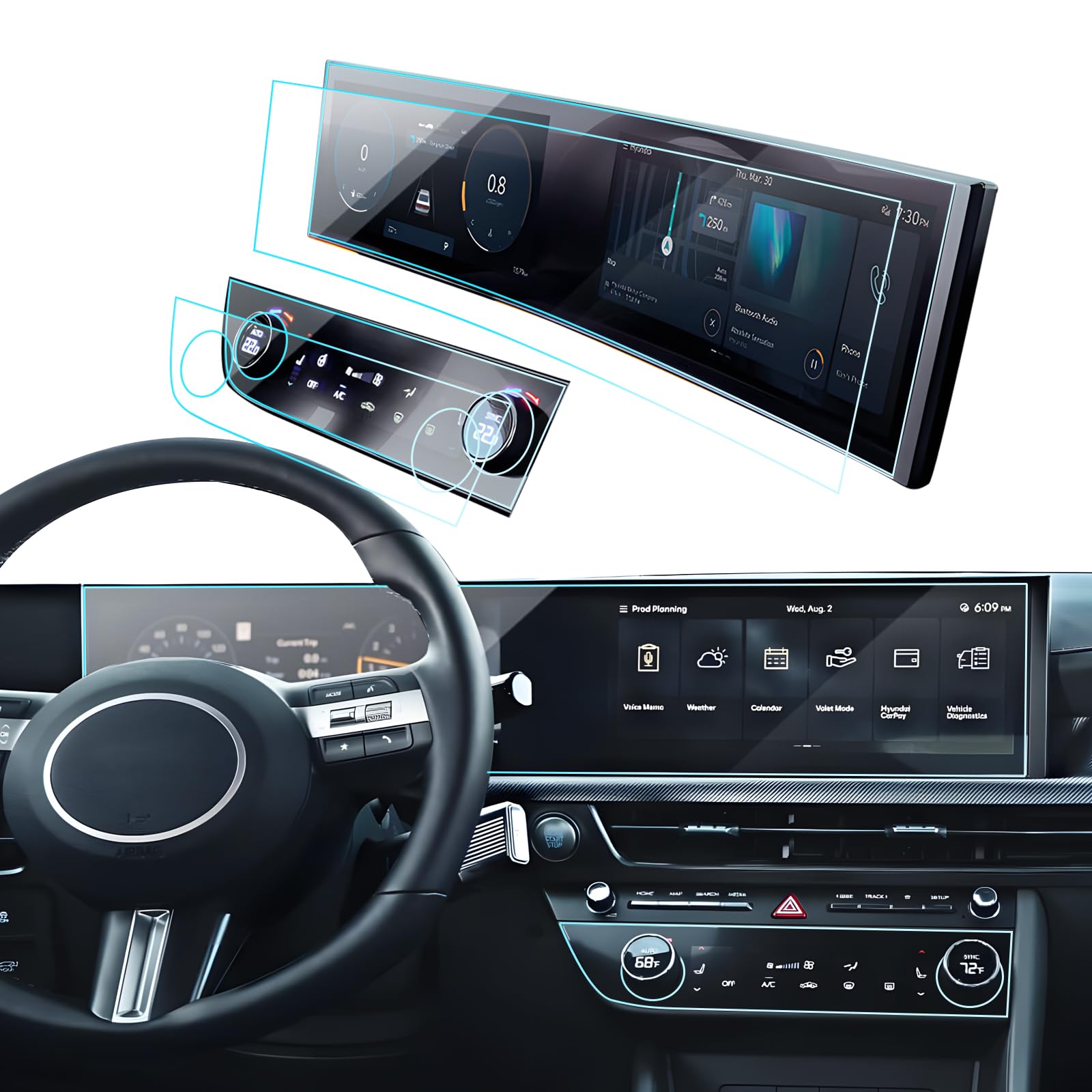 Amazon.com: LANTU 4PCS Car Screen Protector for Hyundai Sonata (SEL/N ...