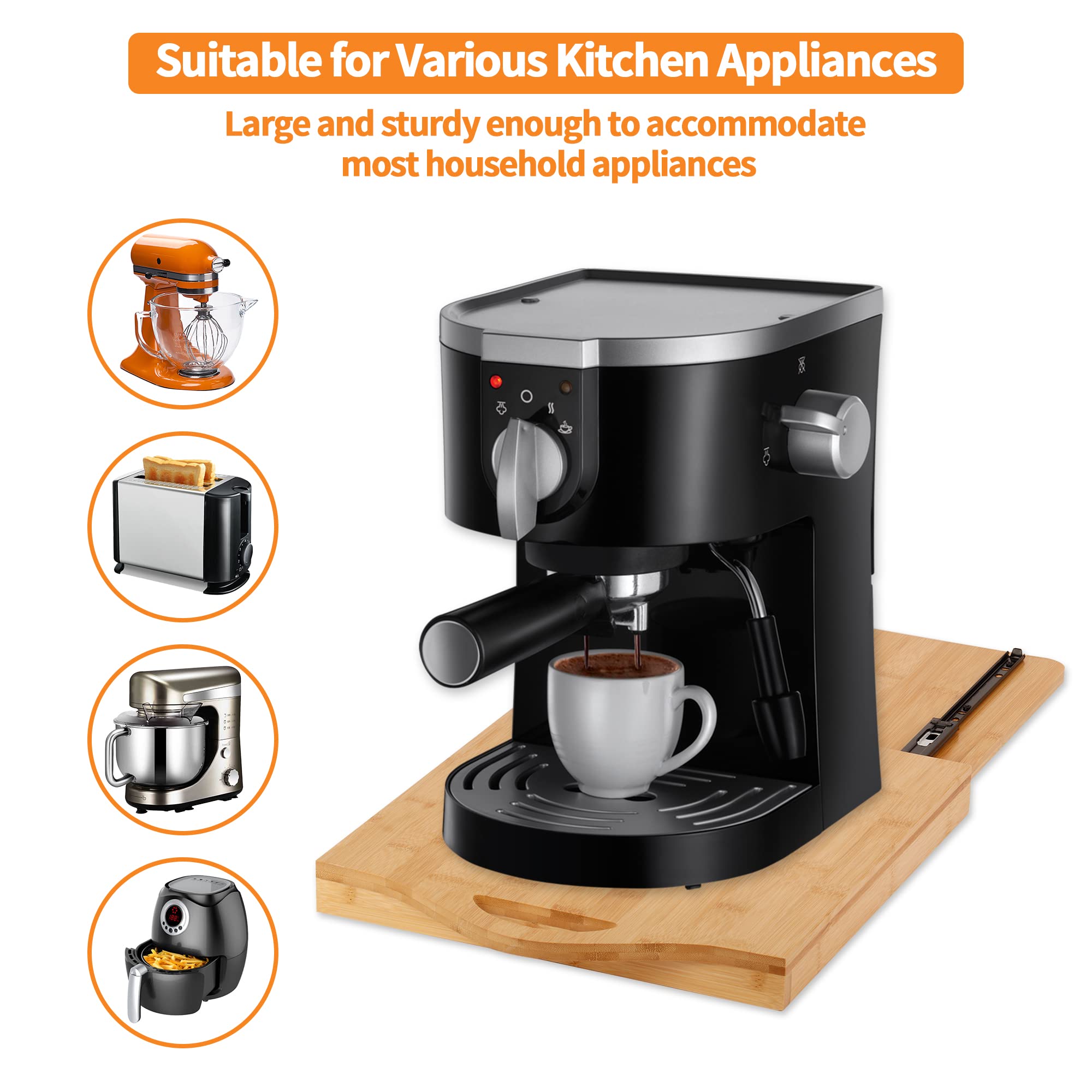 Snapklik.com : Bamboo Sliding Tray For Coffee Maker, Appliance Sliders ...