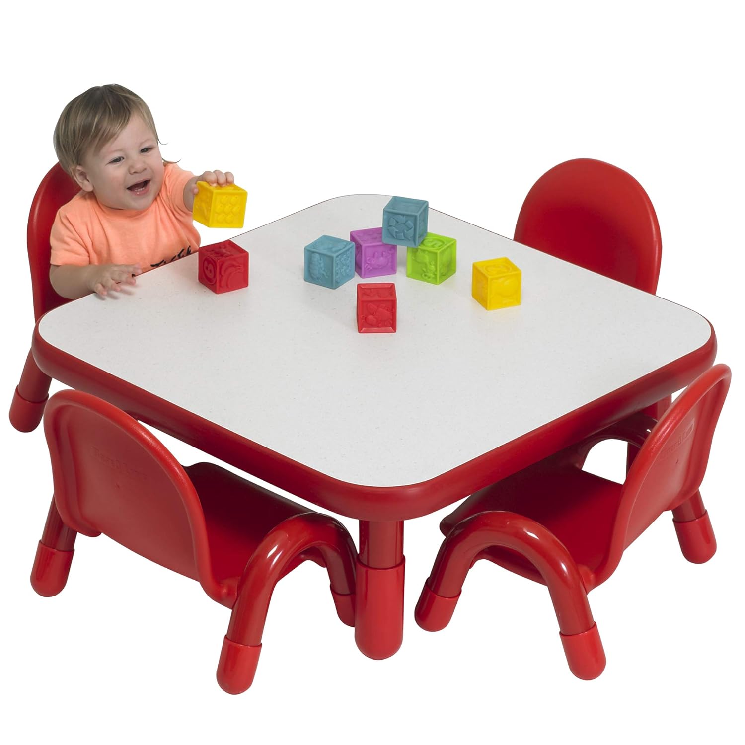 Angeles Baseline 30" Sq. Kids Table and 4 Chairs, Red, AB74112PR ...