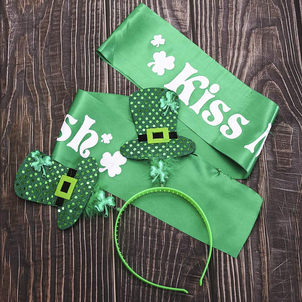 1 x Brand New St. Patrick s Day Irish Shamrock Headband and Kiss Me I m ...