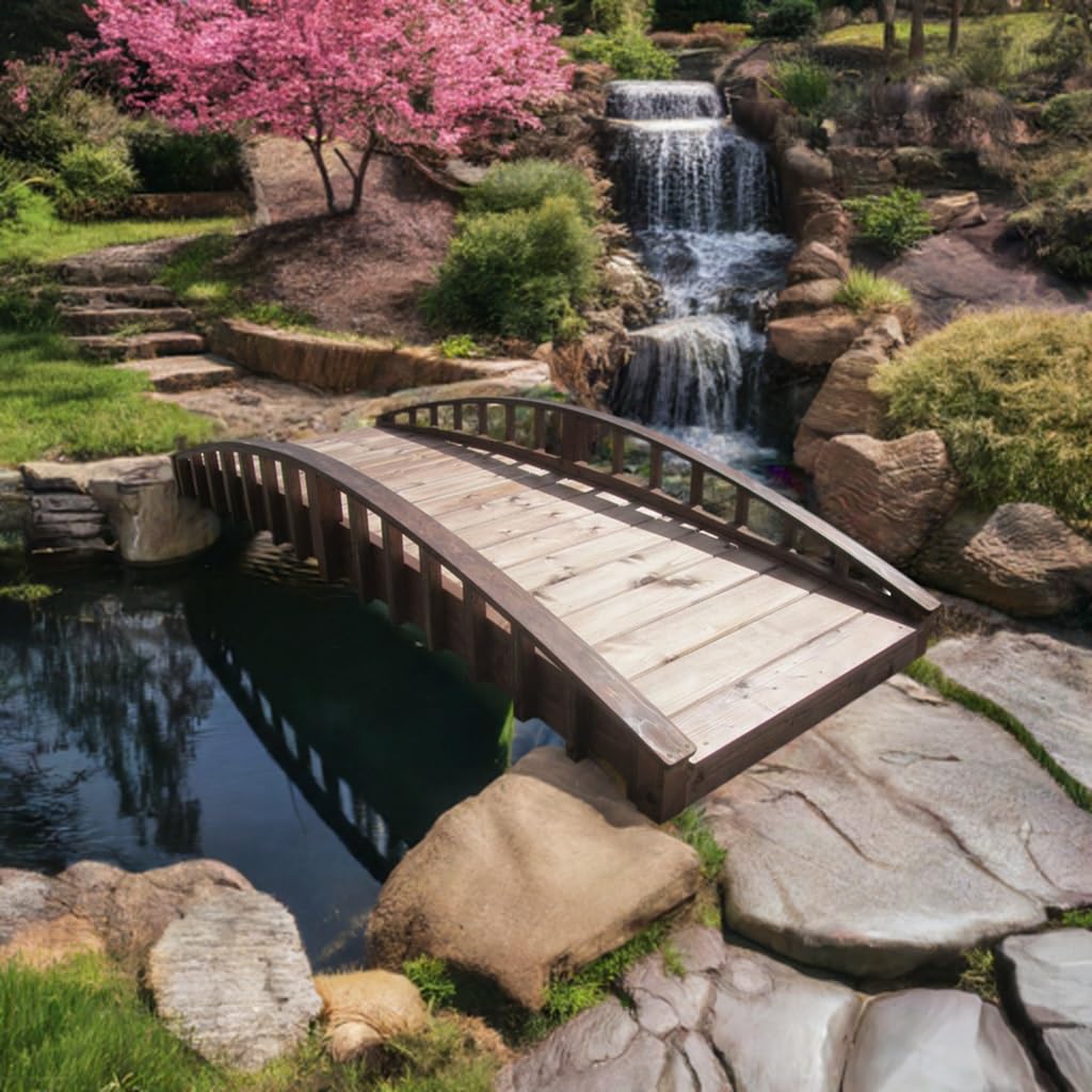Garden Bridge Pond With Waterfall Woodland Knoll Fairy Garden