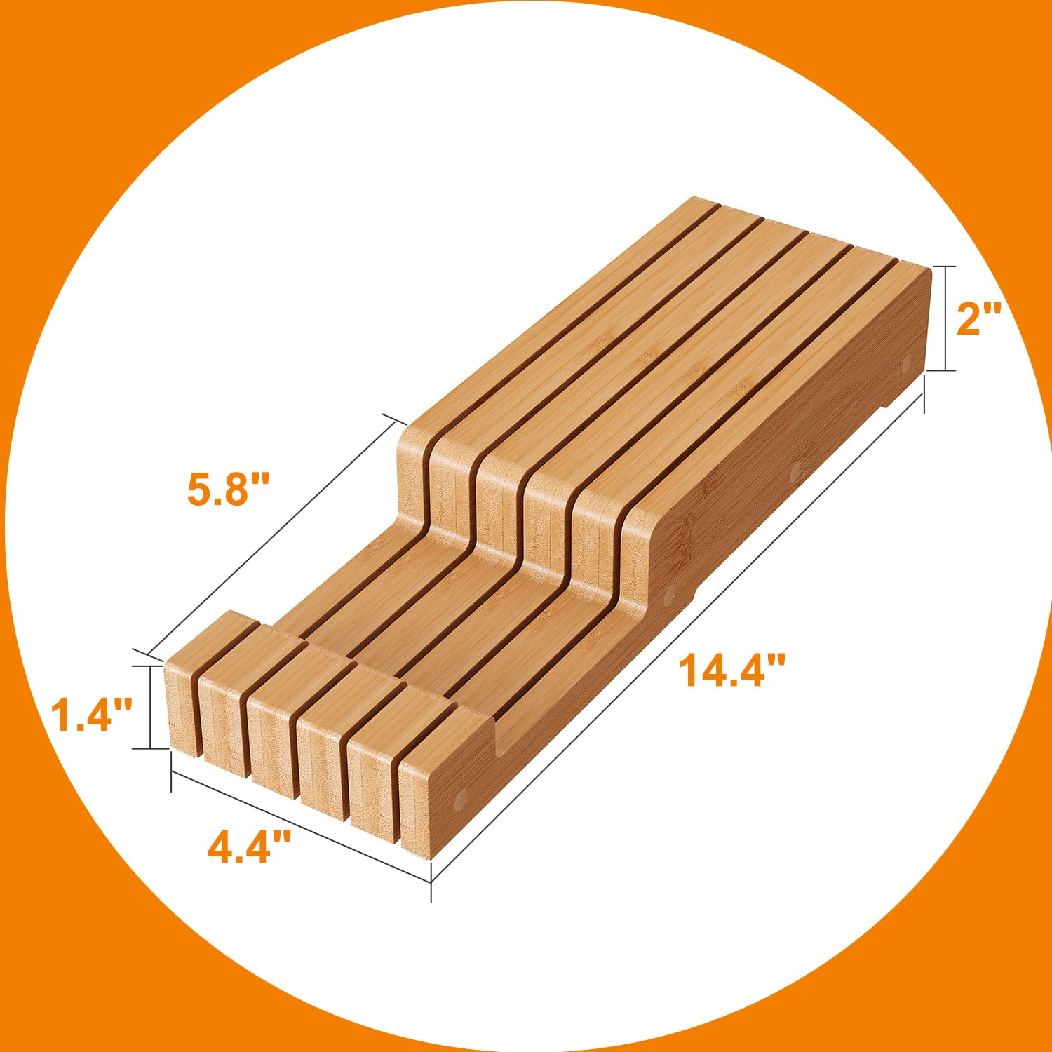 Snapklik.com : In-Drawer Knife Organizer Bamboo Knife Block, Drawer ...