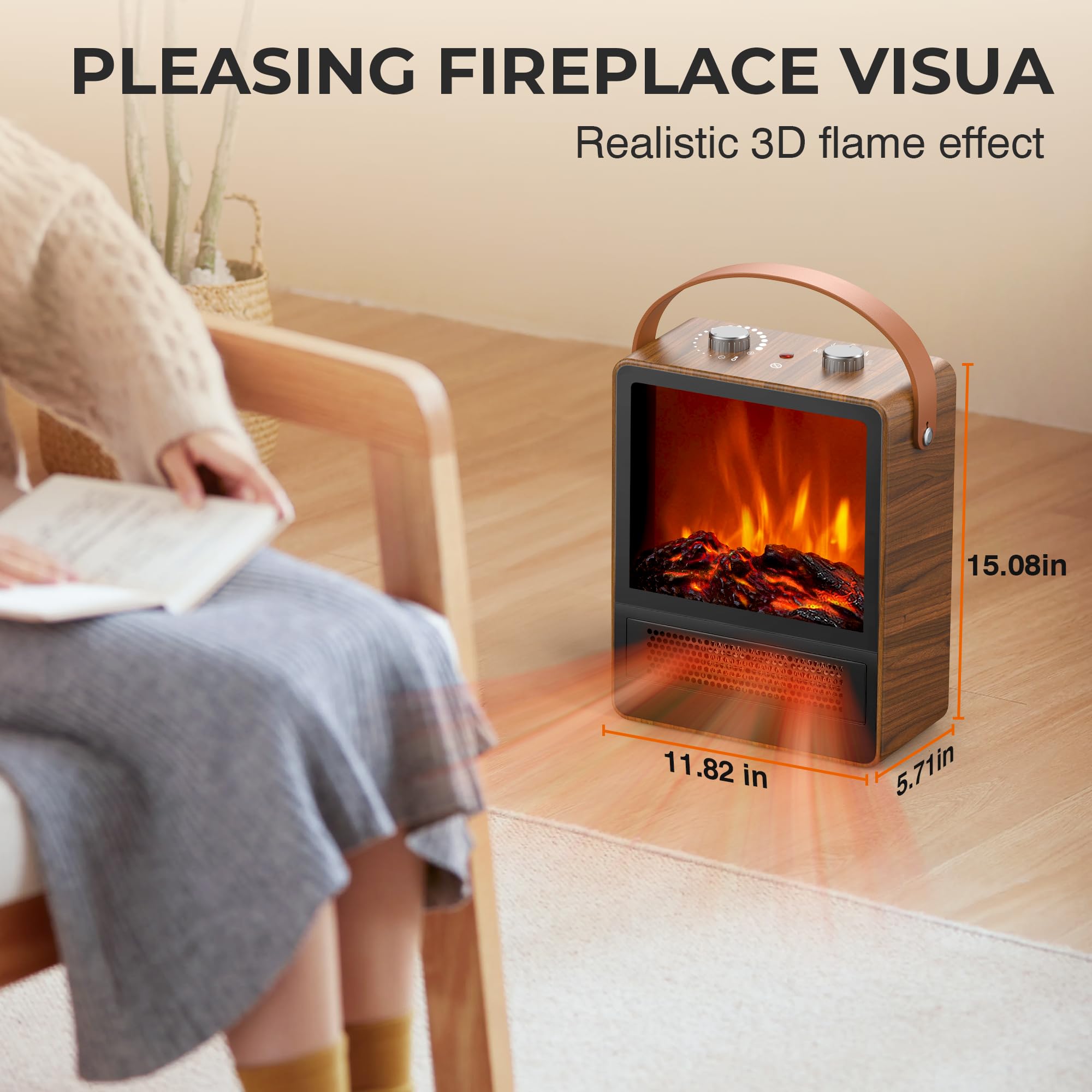Snapklik.com : Alpaca Electric Fireplace Heater For Indoor Use, 1500W ...