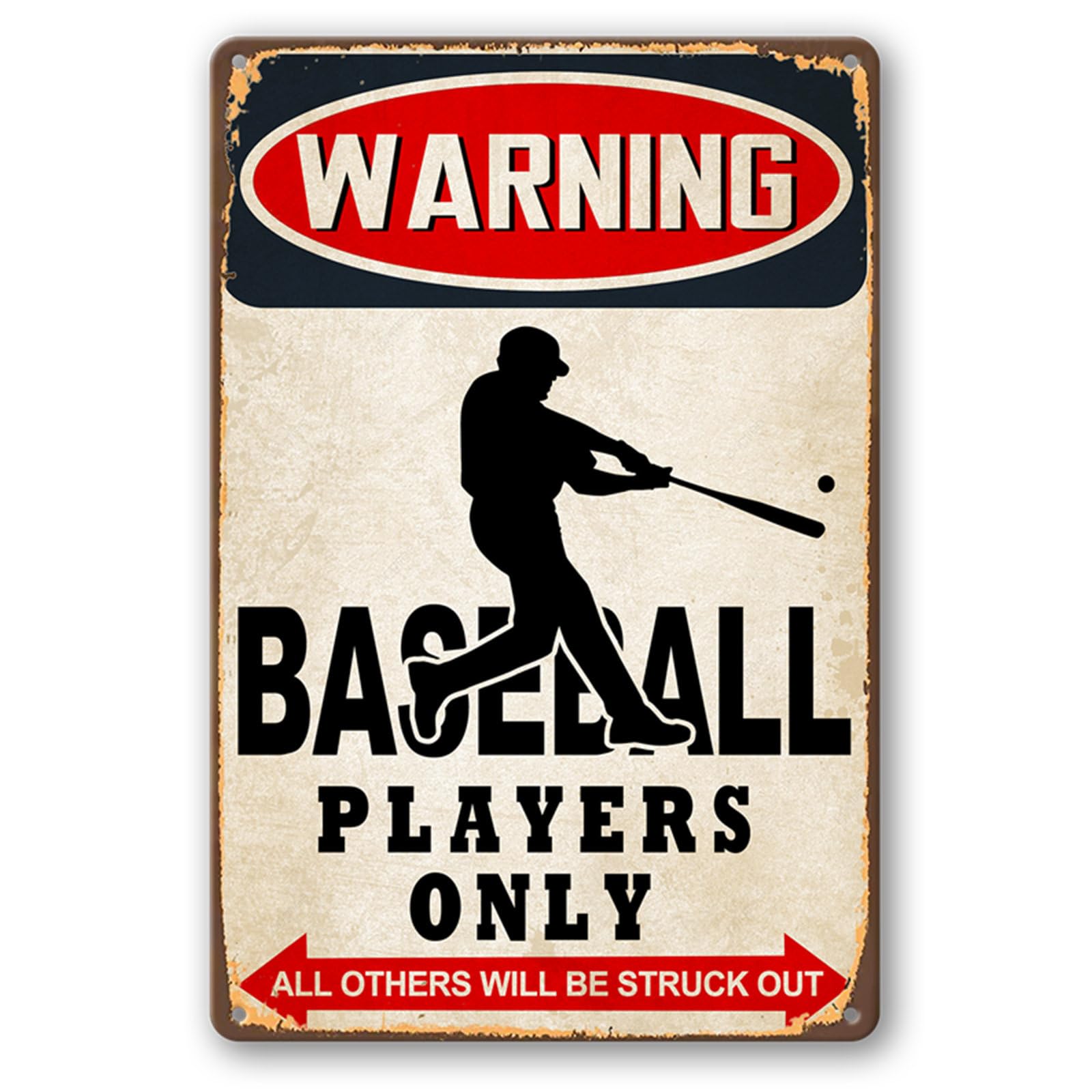 Amazon.com: Baseball Decor Tin Sign, Warning Baseball Players Only All ...