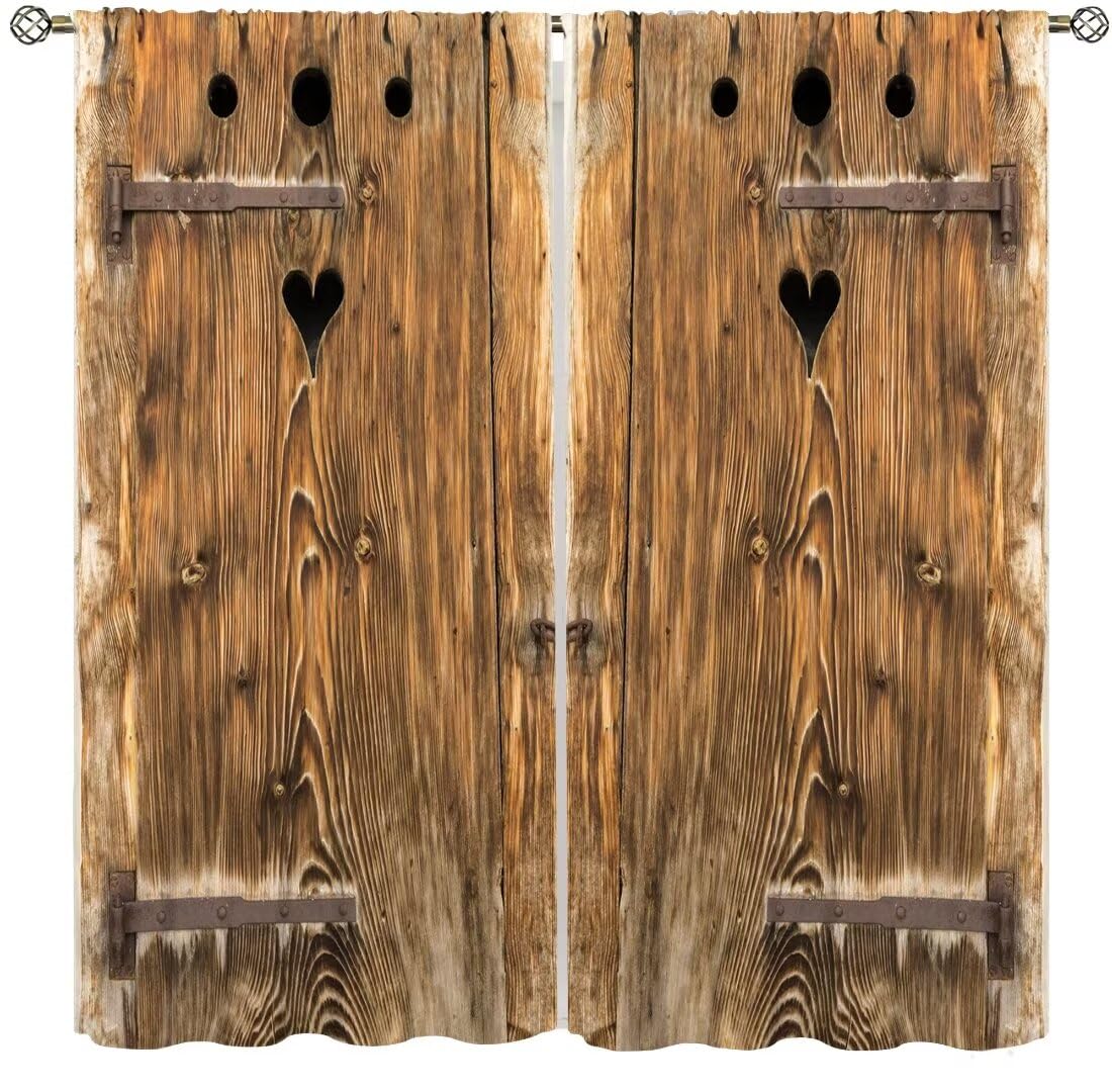 Amazon.com: Rustic Barn Door Blackout Curtains Vintage Farmhouse Wooden ...
